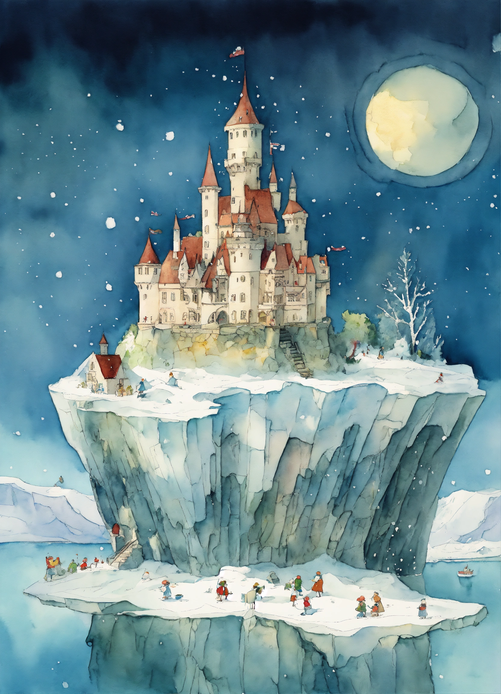 Lexica - A detailed illustration of a castle on an floating iceberg 360 ...