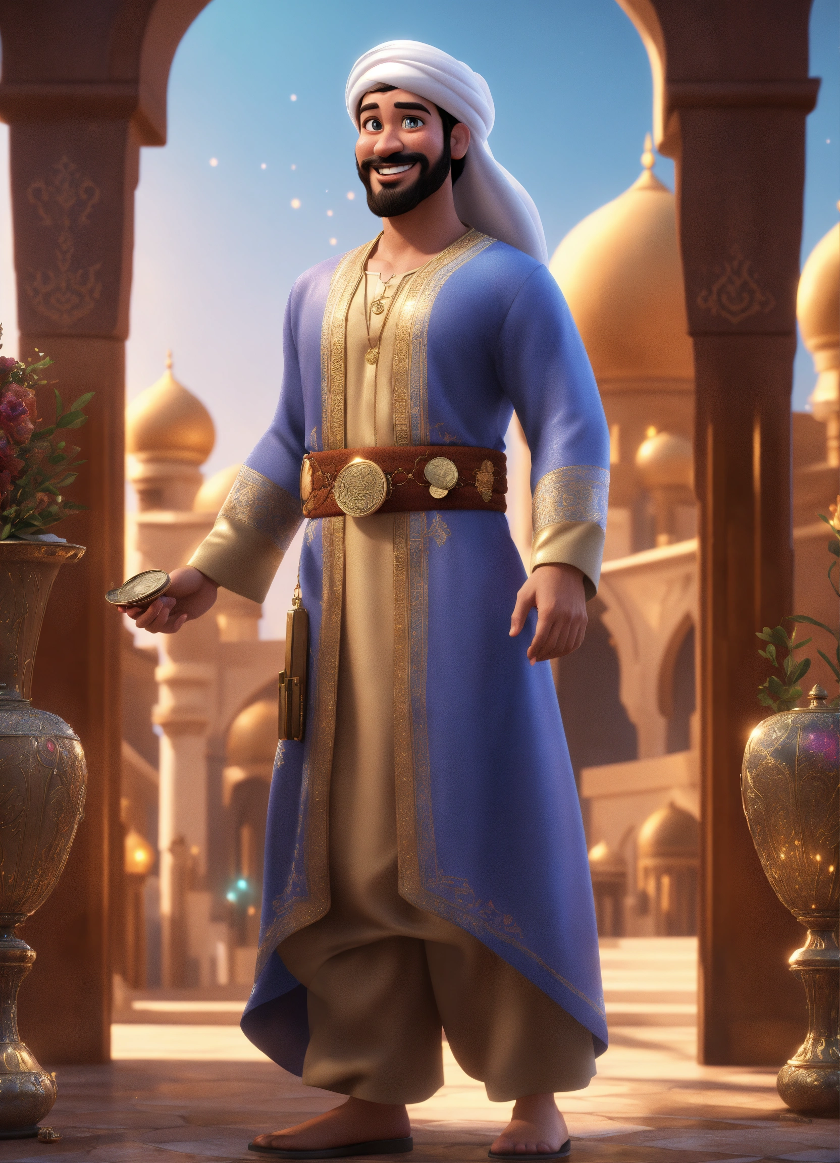 Lexica - Create a 3D rendering of a wealthy Arab male sheikh from Dubai ...