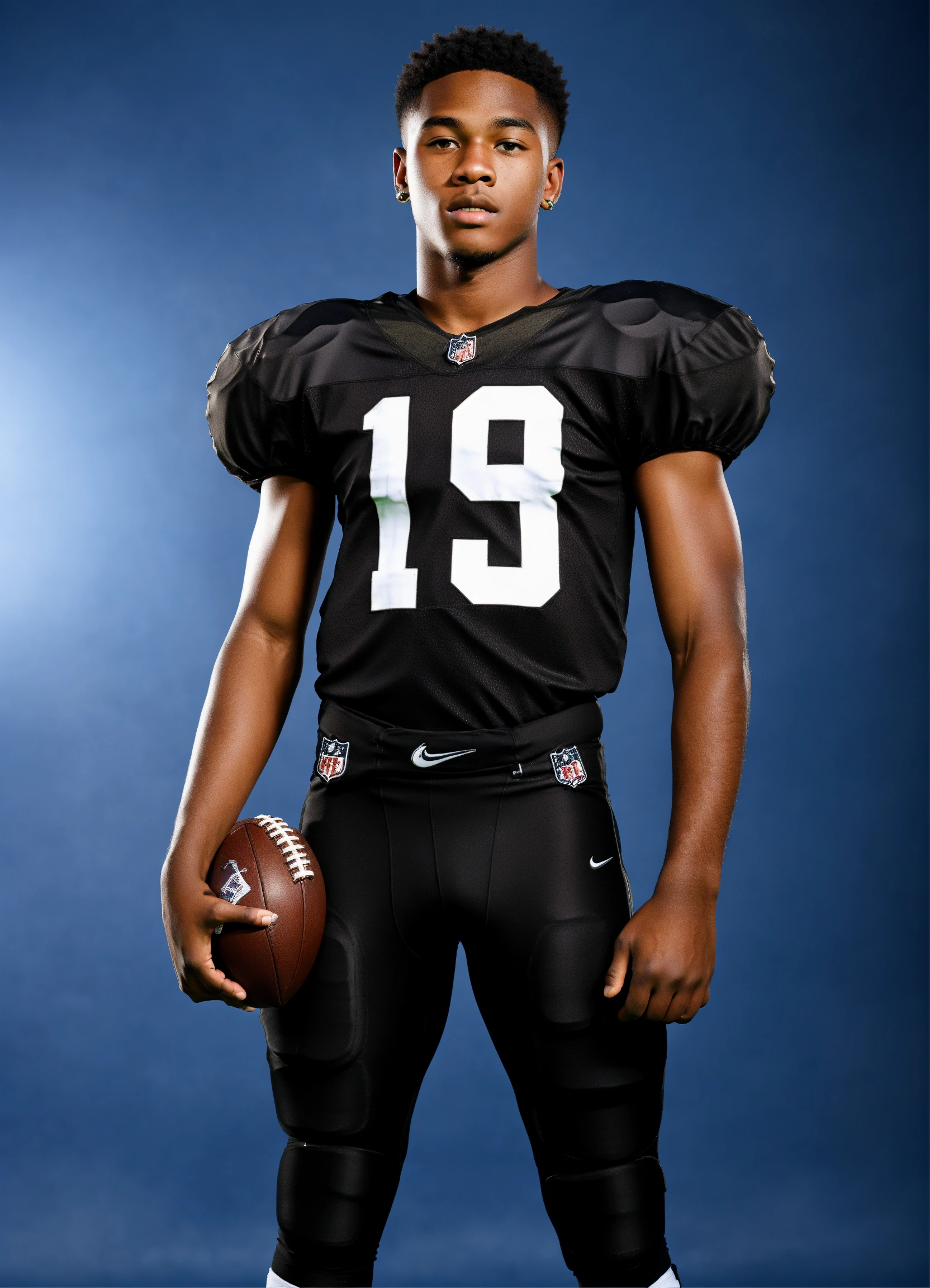 Lexica - African American brown skin boy age 18 wearing black nfl ...
