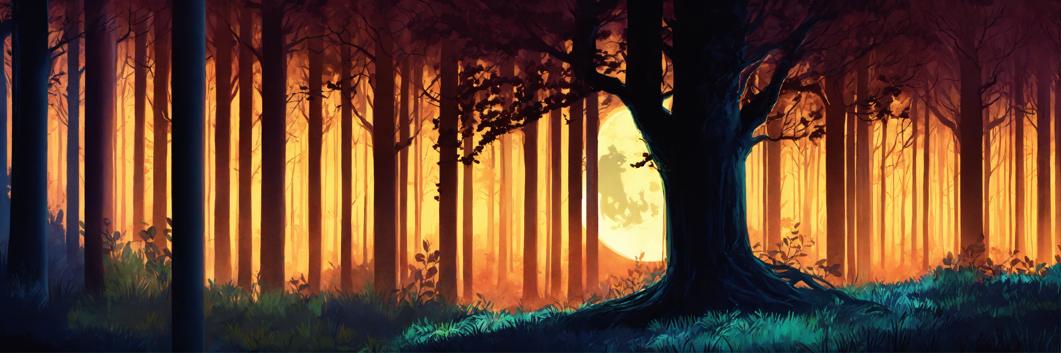 Lexica - Moonlit forest at night with motes of moonlight shining ...