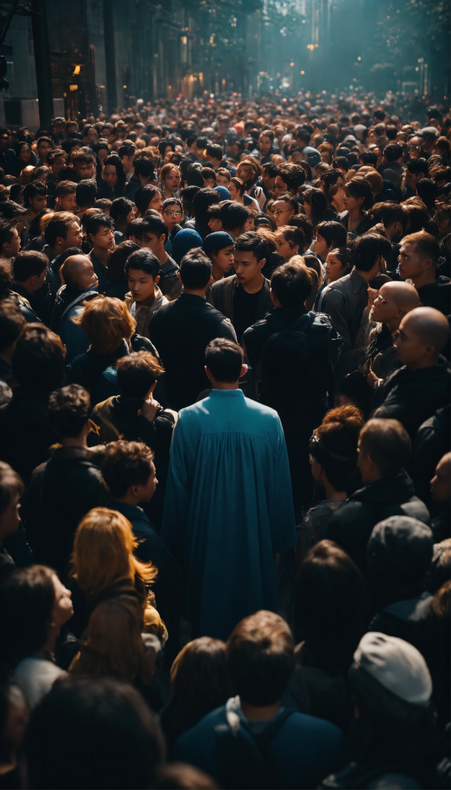 Lexica - A lone person getting surrounded by a crowd of people, surreal ...