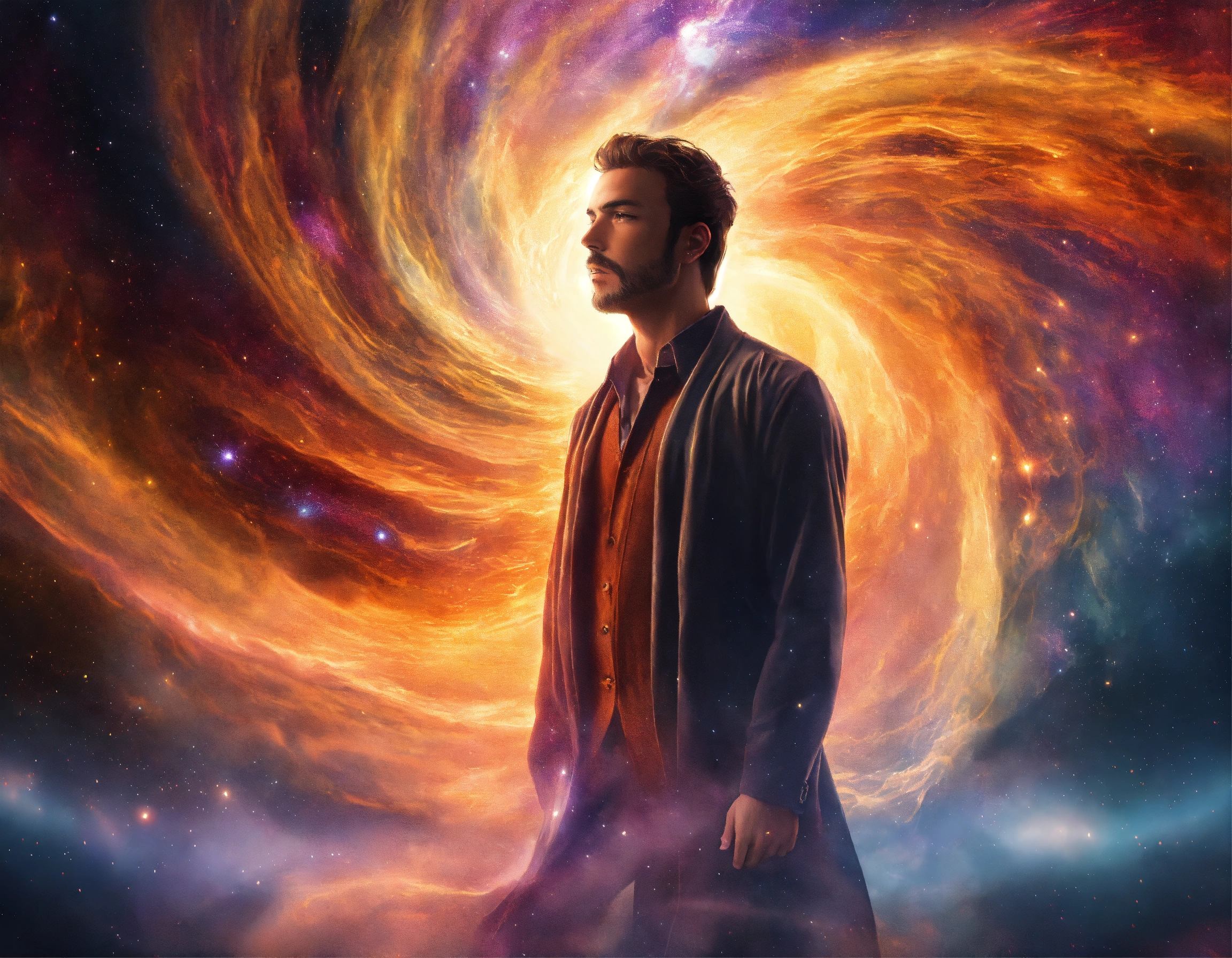 Lexica - Create an image of a man being transformed into a dimension ...