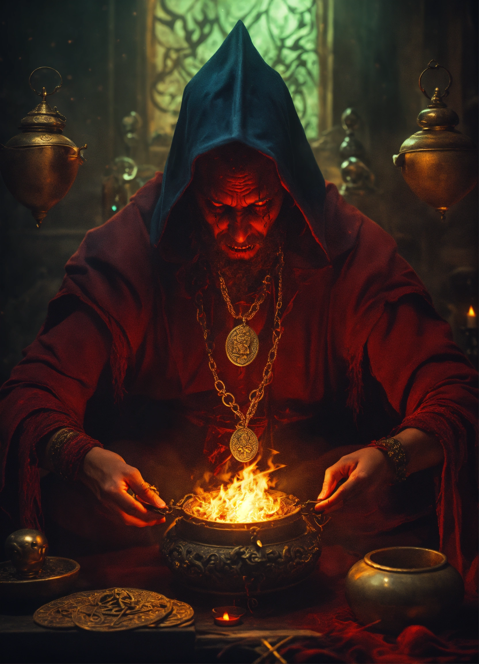 Lexica - A demon sorcerer making a talisman. Evil vibes. Creepy aura ...