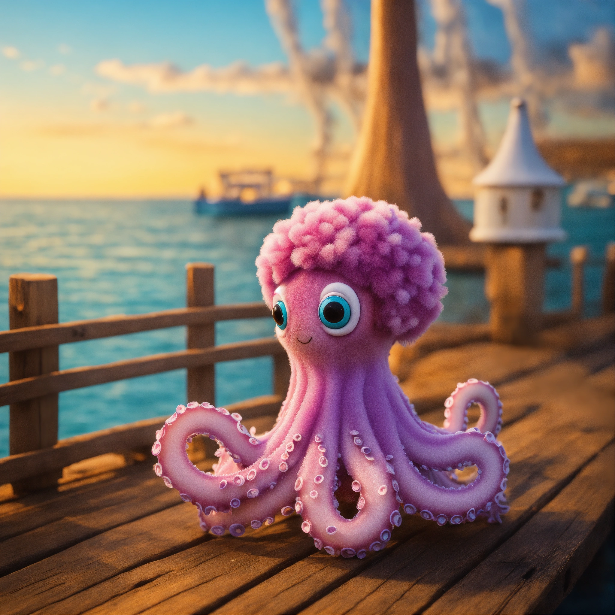 Lexica - Fluffy fairy cute octopus with fur in the style of cartoon ...