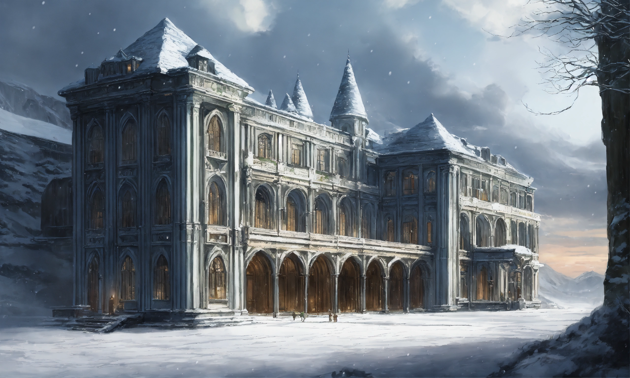 Lexica - Drawing of a fully shown elegant vast high elf sci fi palace ...