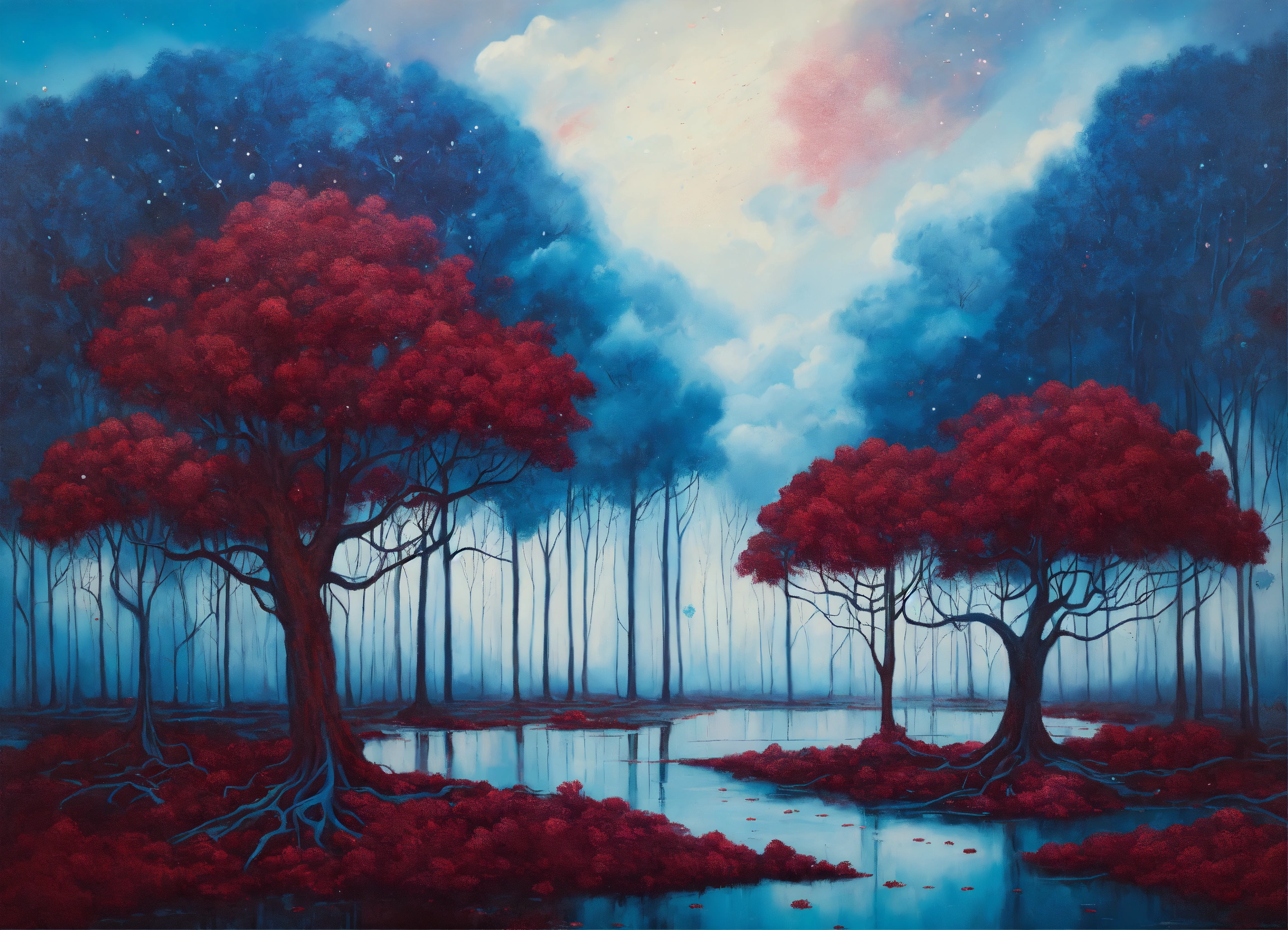Lexica - Contemporary surreal abstract painting of a blue ethereal ...