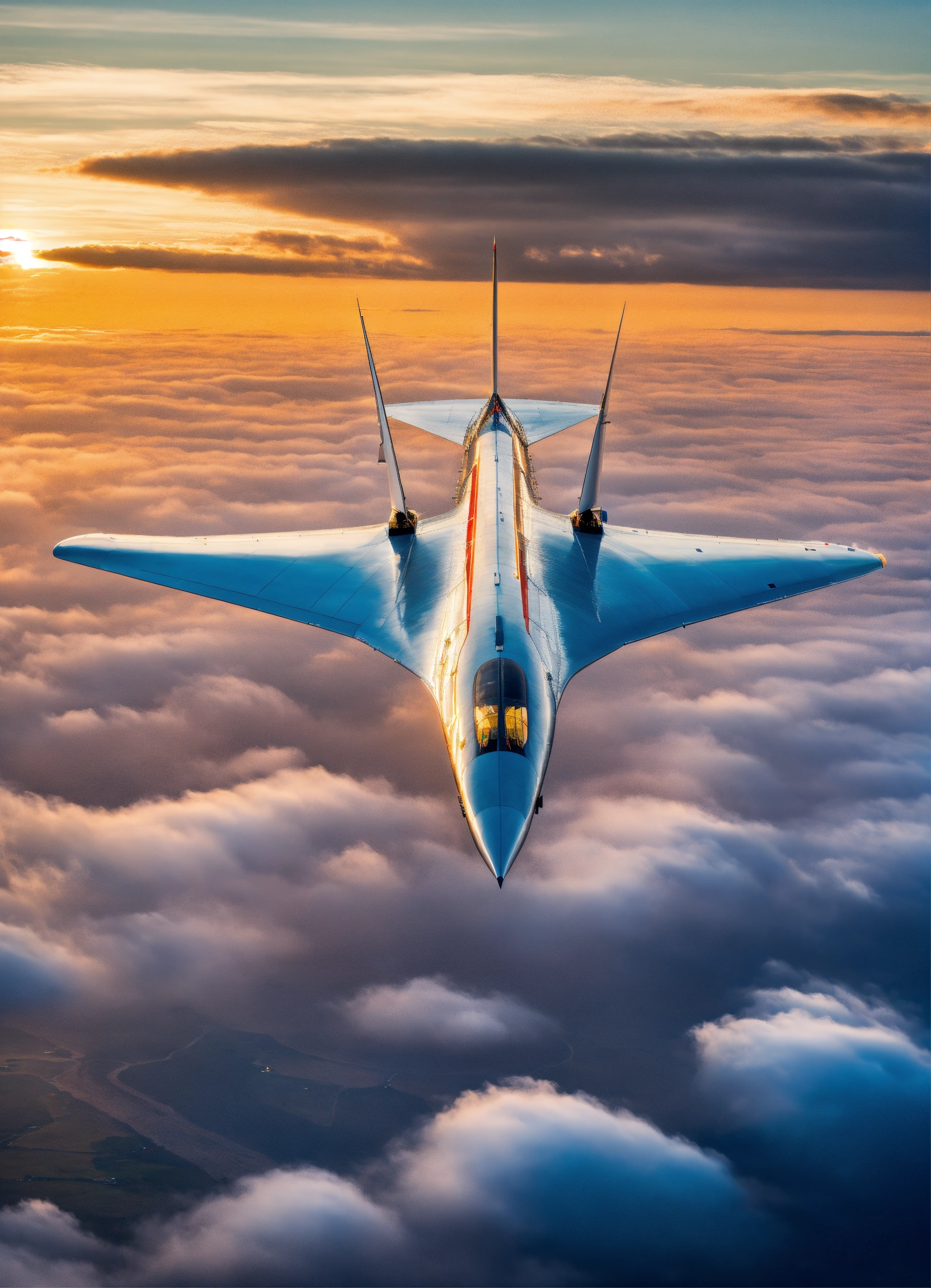 Lexica - Concorde flying in between clouds