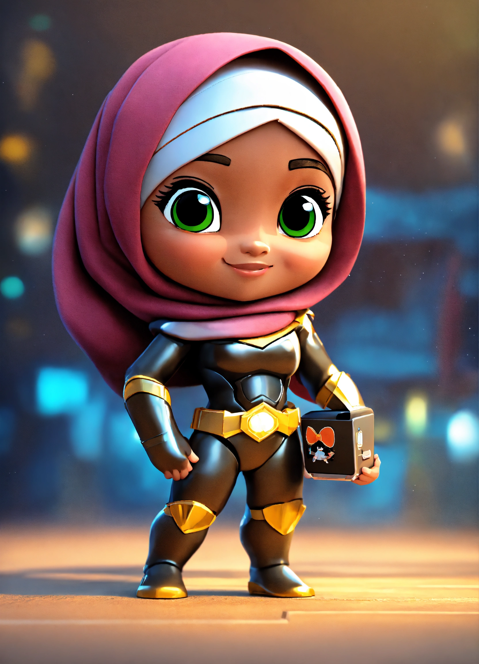 Lexica - Little hijab girl, muslim superhero, no eyes, cartoon, 3D ...