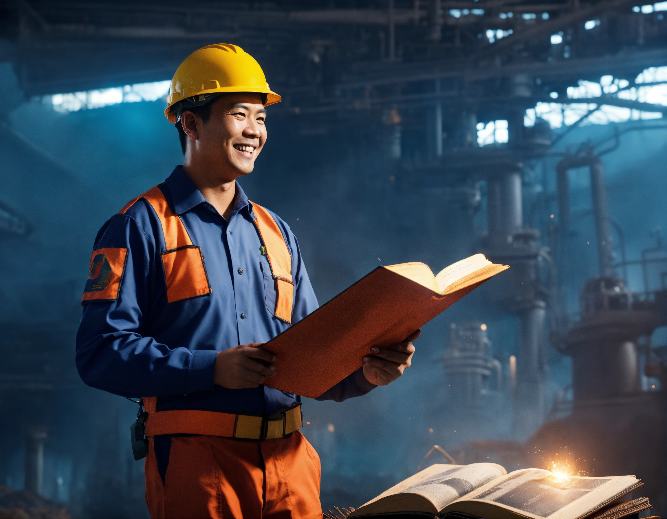 Lexica - Technical officer wearing light blue engineering uniform ...
