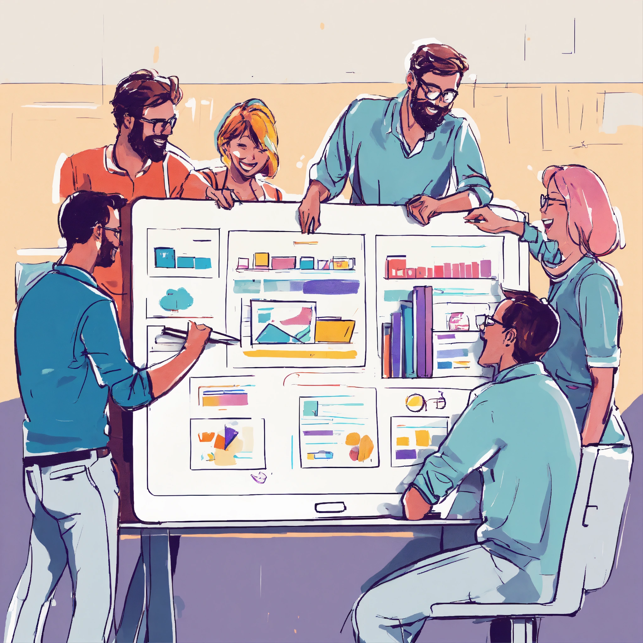 Lexica - Very simple drawing of happy colleagues working together ...