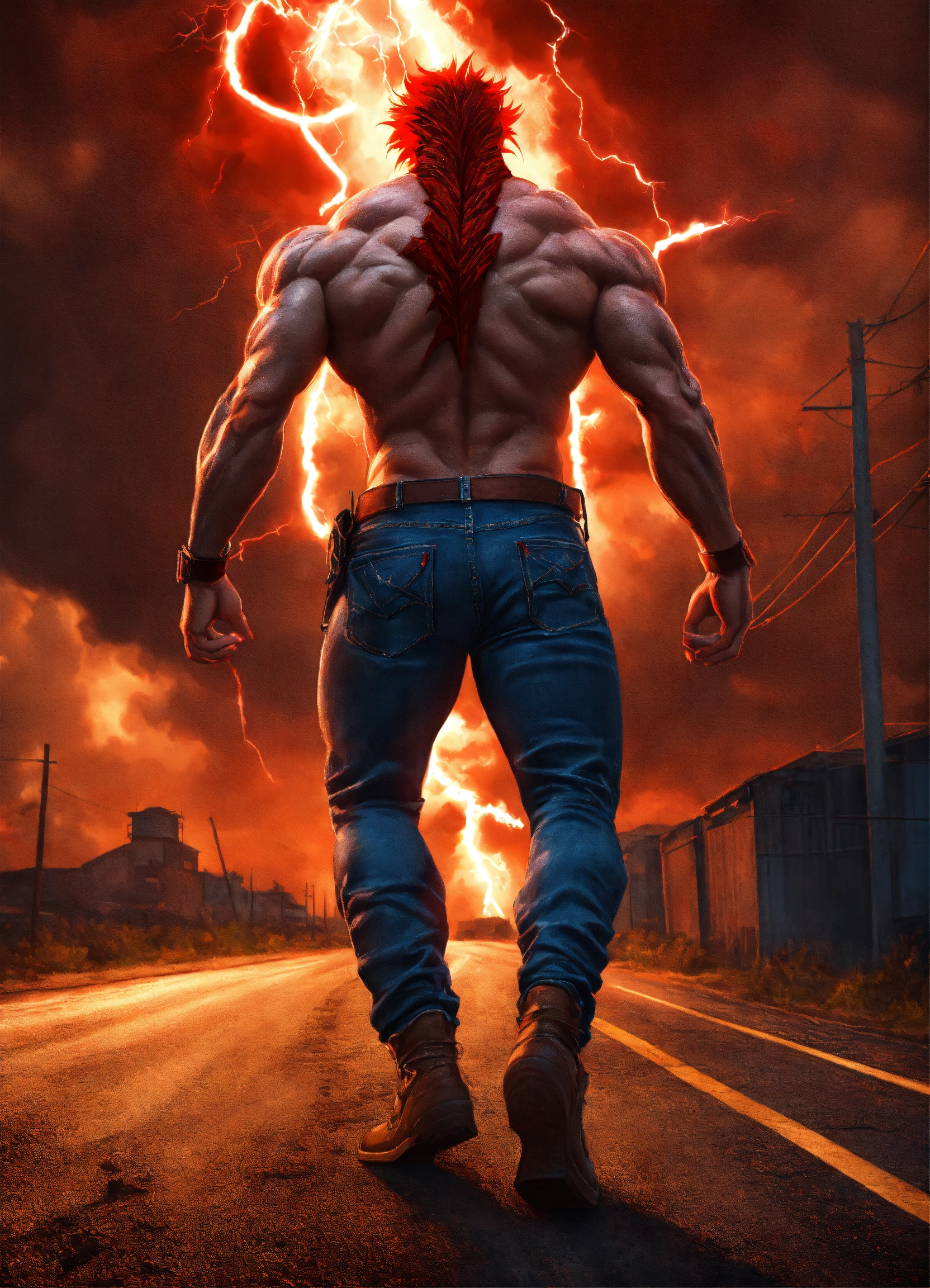 Lexica - Full body eight foot evil male god, big strong muscular scaly ...