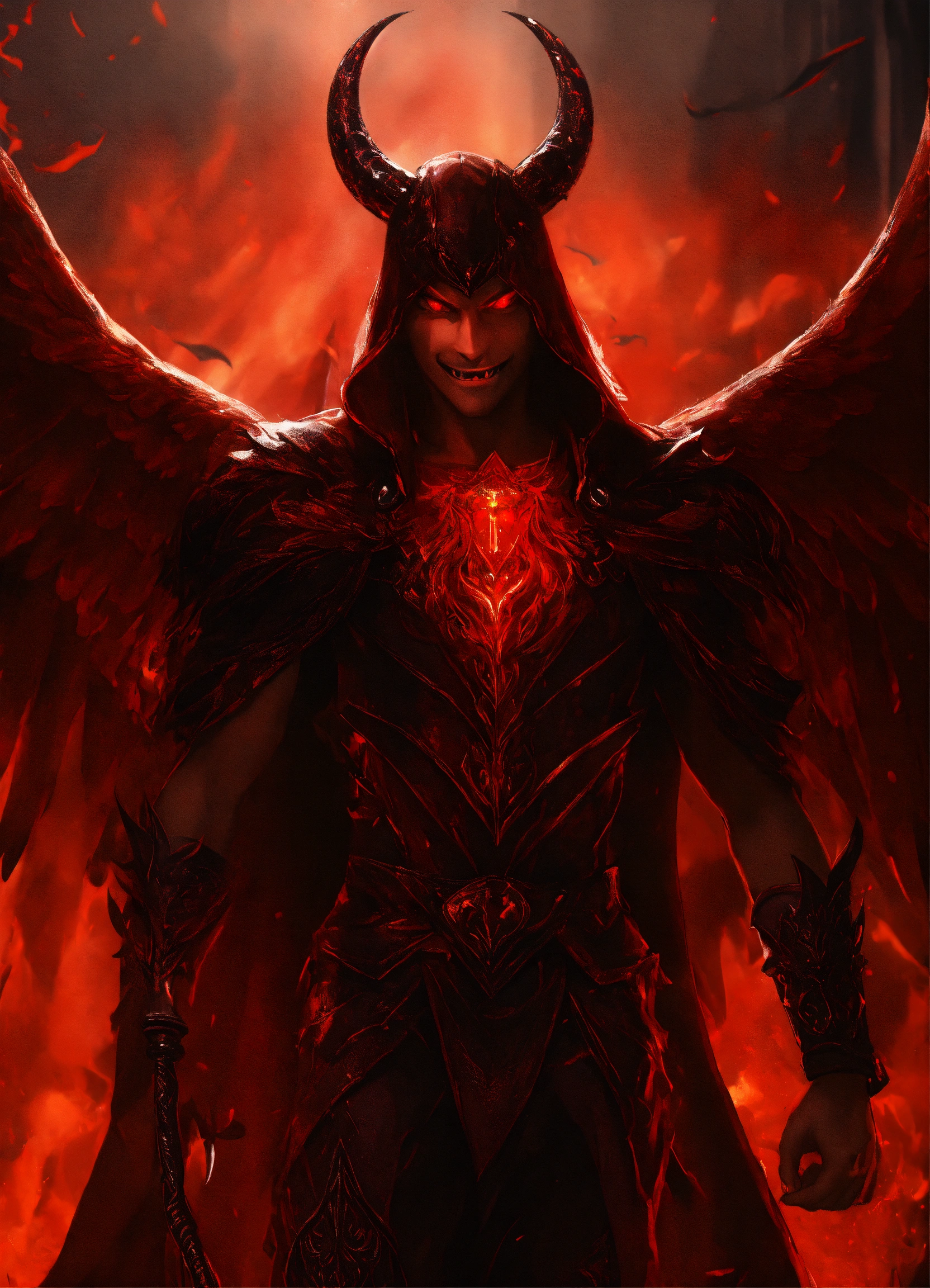 Lexica - Lucifer as an angel, evil grin, evil smile, demonic aura, full ...