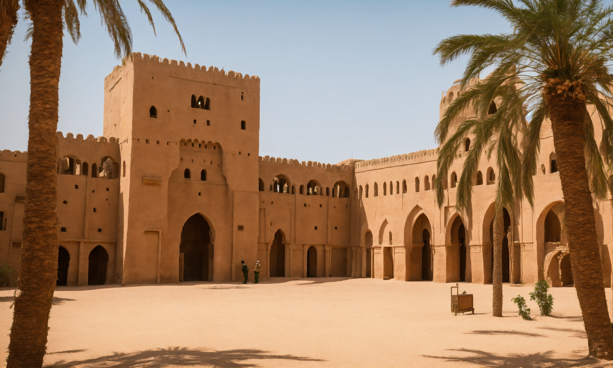 Lexica - A saharian castle made into a oasis. Palms all around the ...