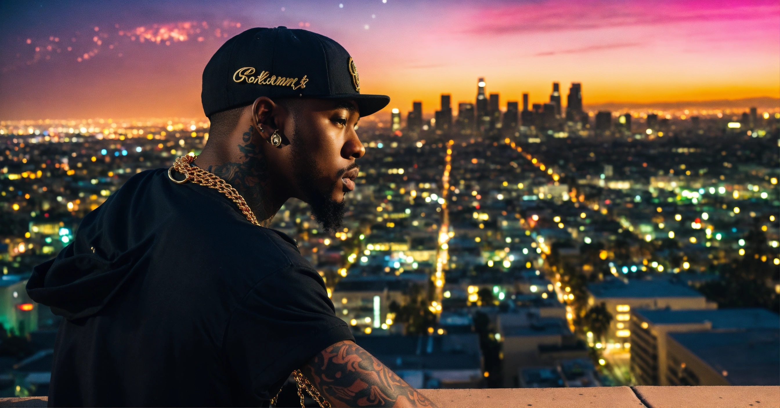 Lexica - Sky view rapper, "Daylyt" looking over the city of Los Angeles ...