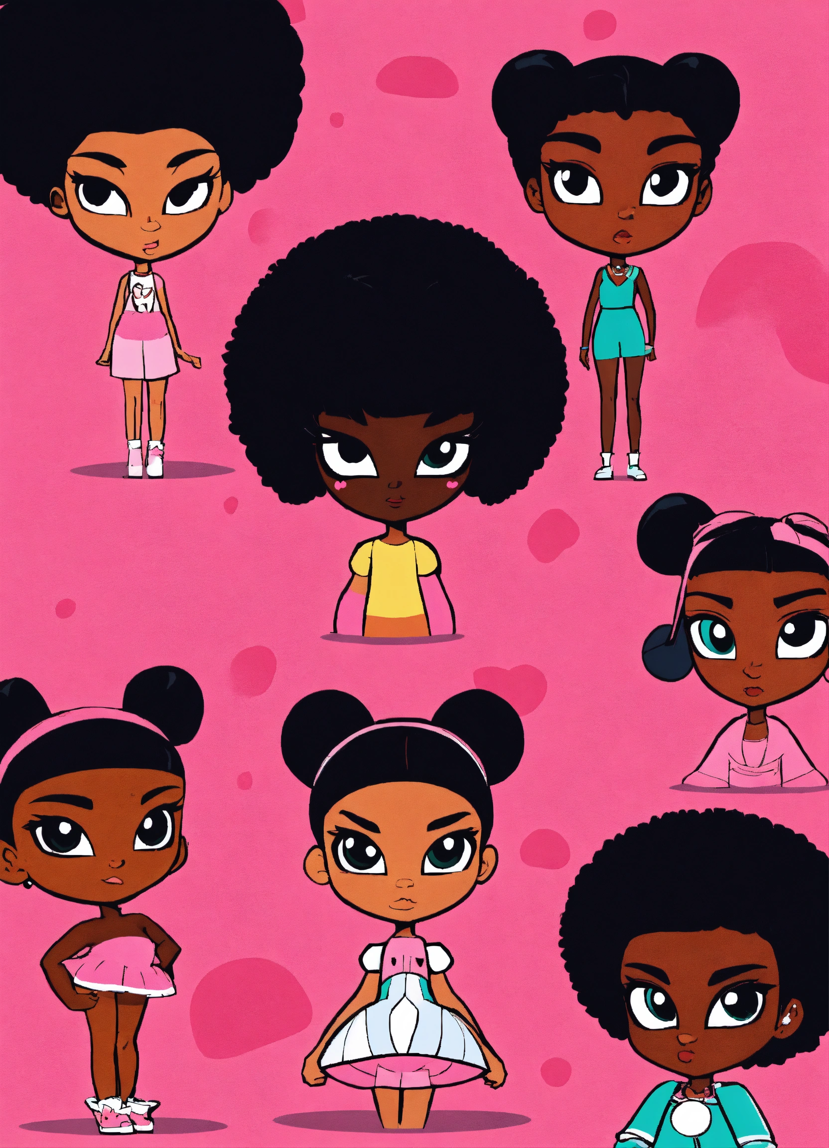 Lexica - Create a playful power puff girl inspired 4 black female ...