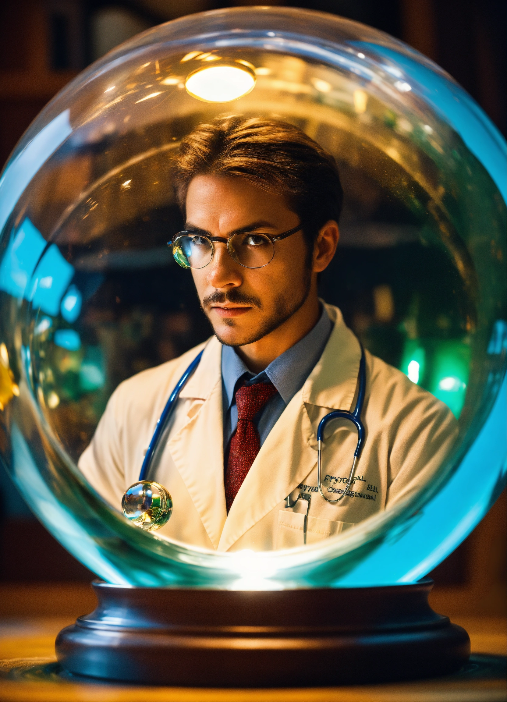 Lexica - A hyper-realistic photograph of a cool doctor looking through ...