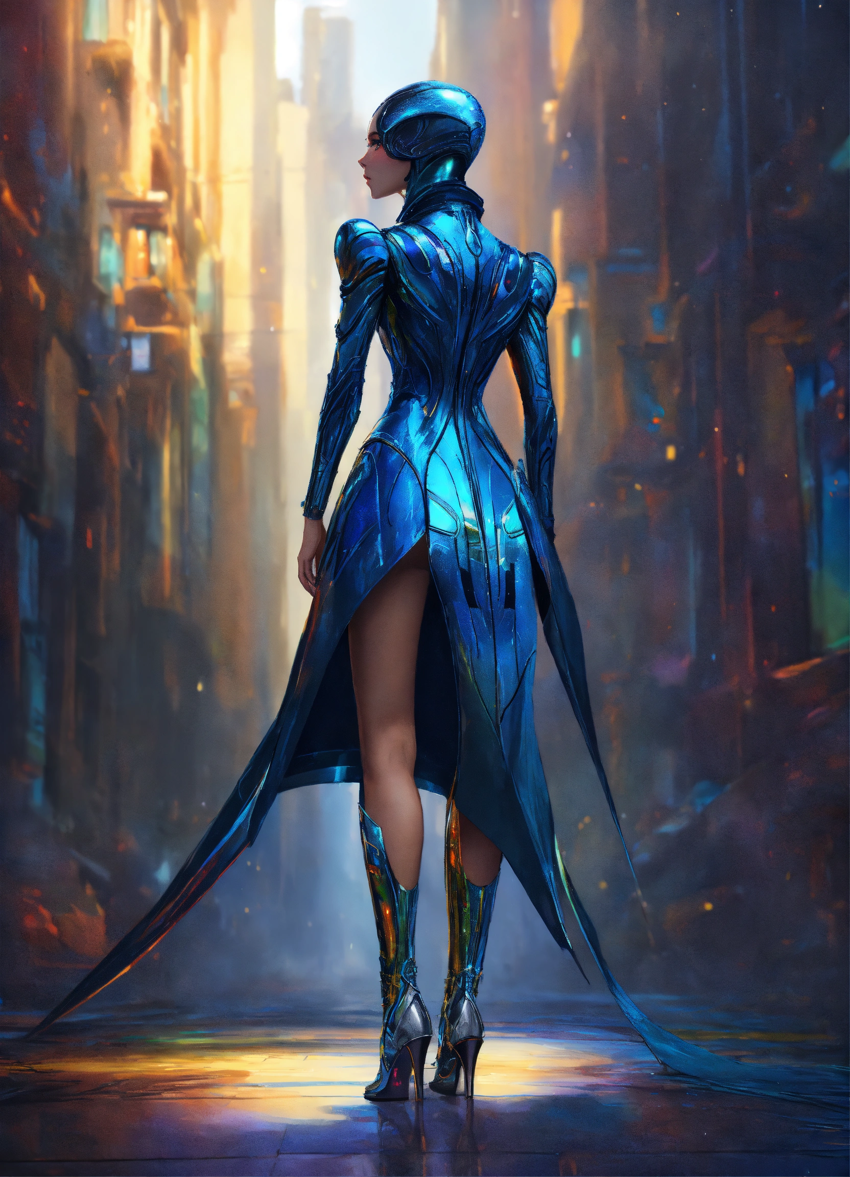 Lexica - A alien creatures as a rainbow dark metallic blue dark navy ...