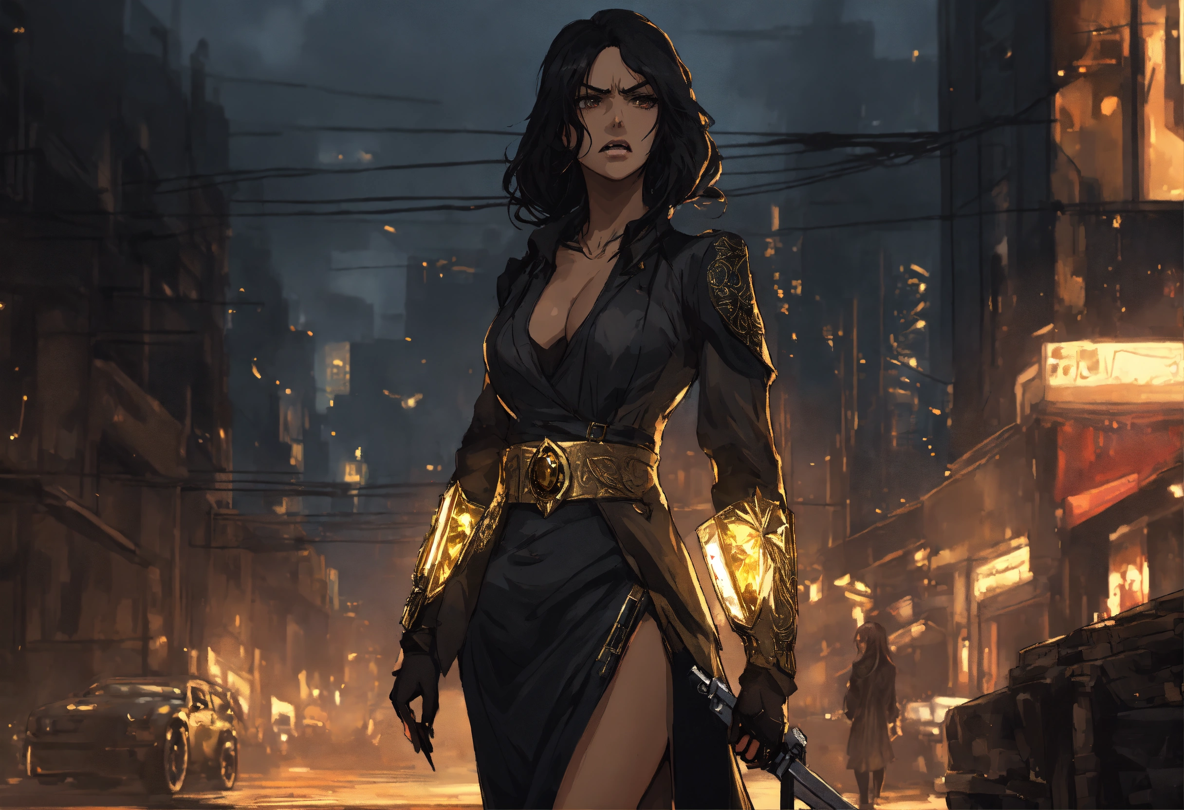 Lexica - Angry beautiful middle eastern assassin wearing a black and ...