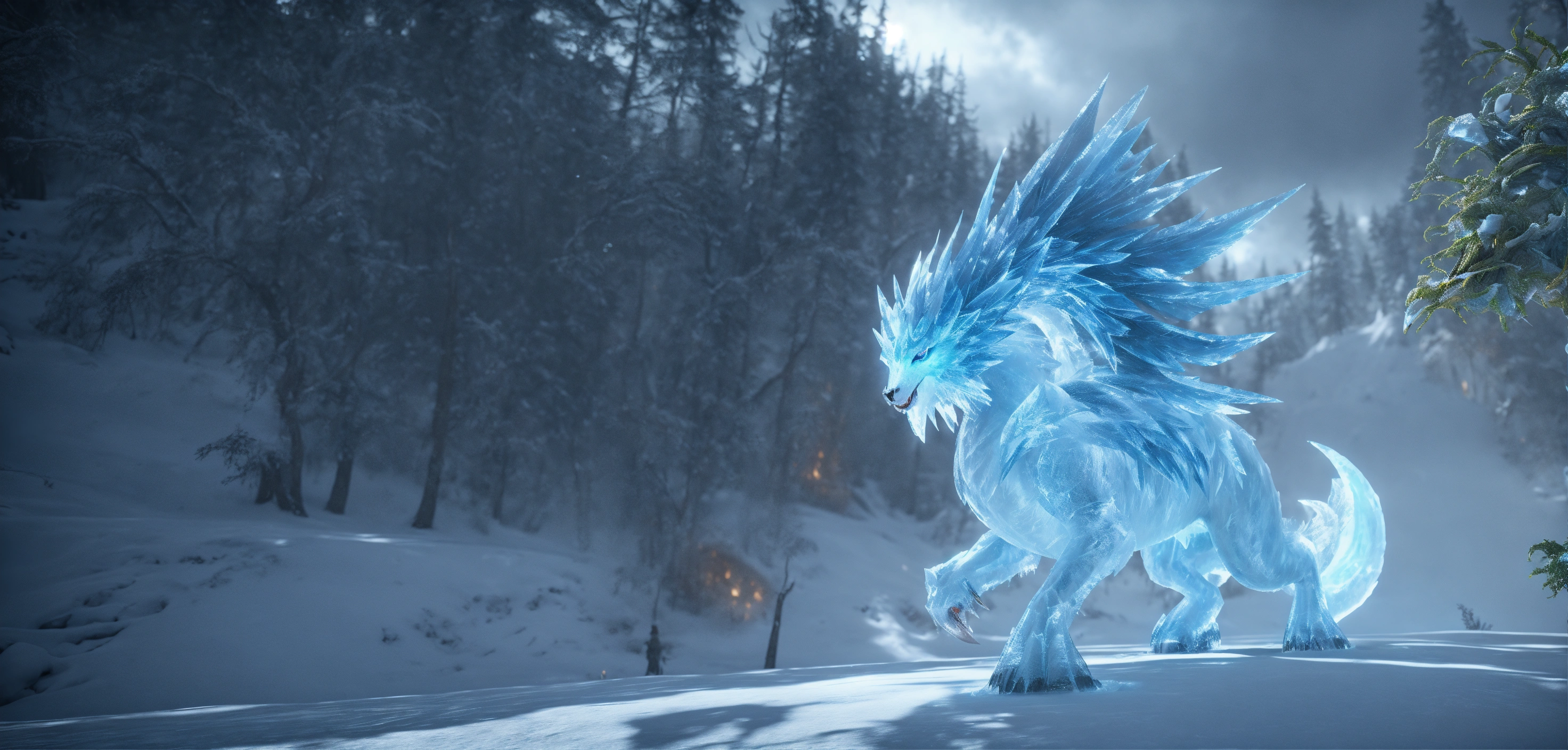 Lexica - Ice mythical creature, unreal engine, 32k, cinematic shot ...
