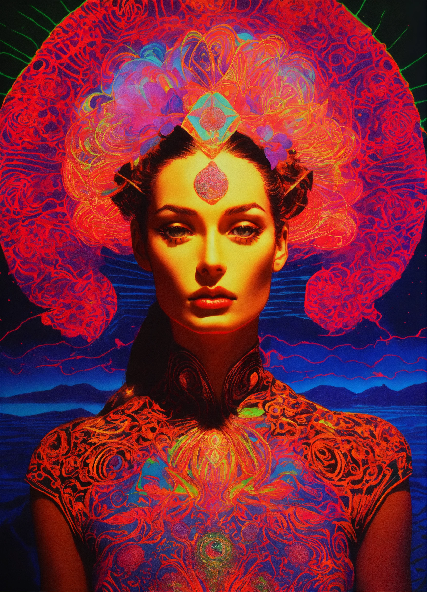 Lexica - Portrait Haute Couture, of cosmic Alex Grey Goddess in a DMT ...