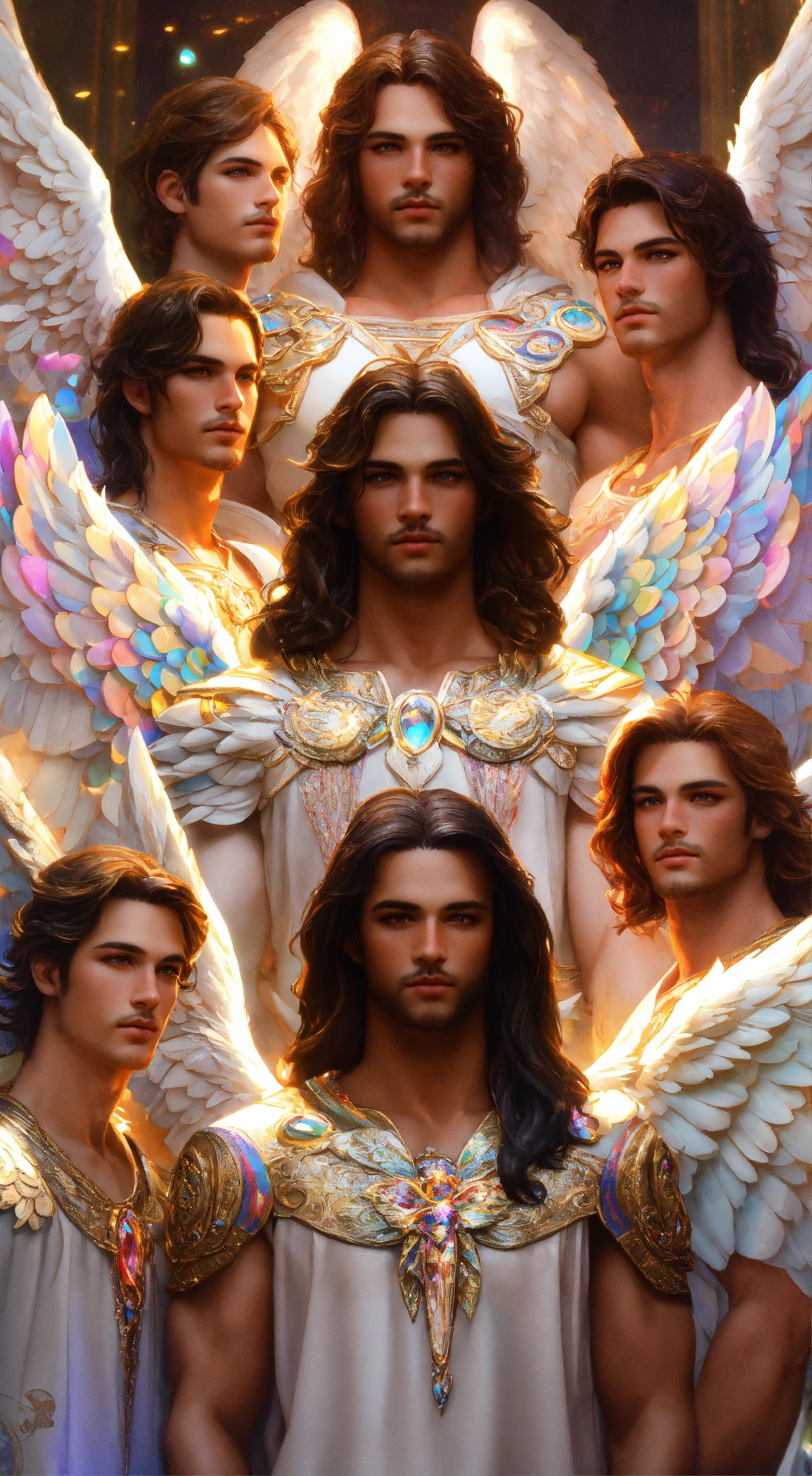 Lexica - Group of 7 beautiful and perfect male Angels, detailed and ...