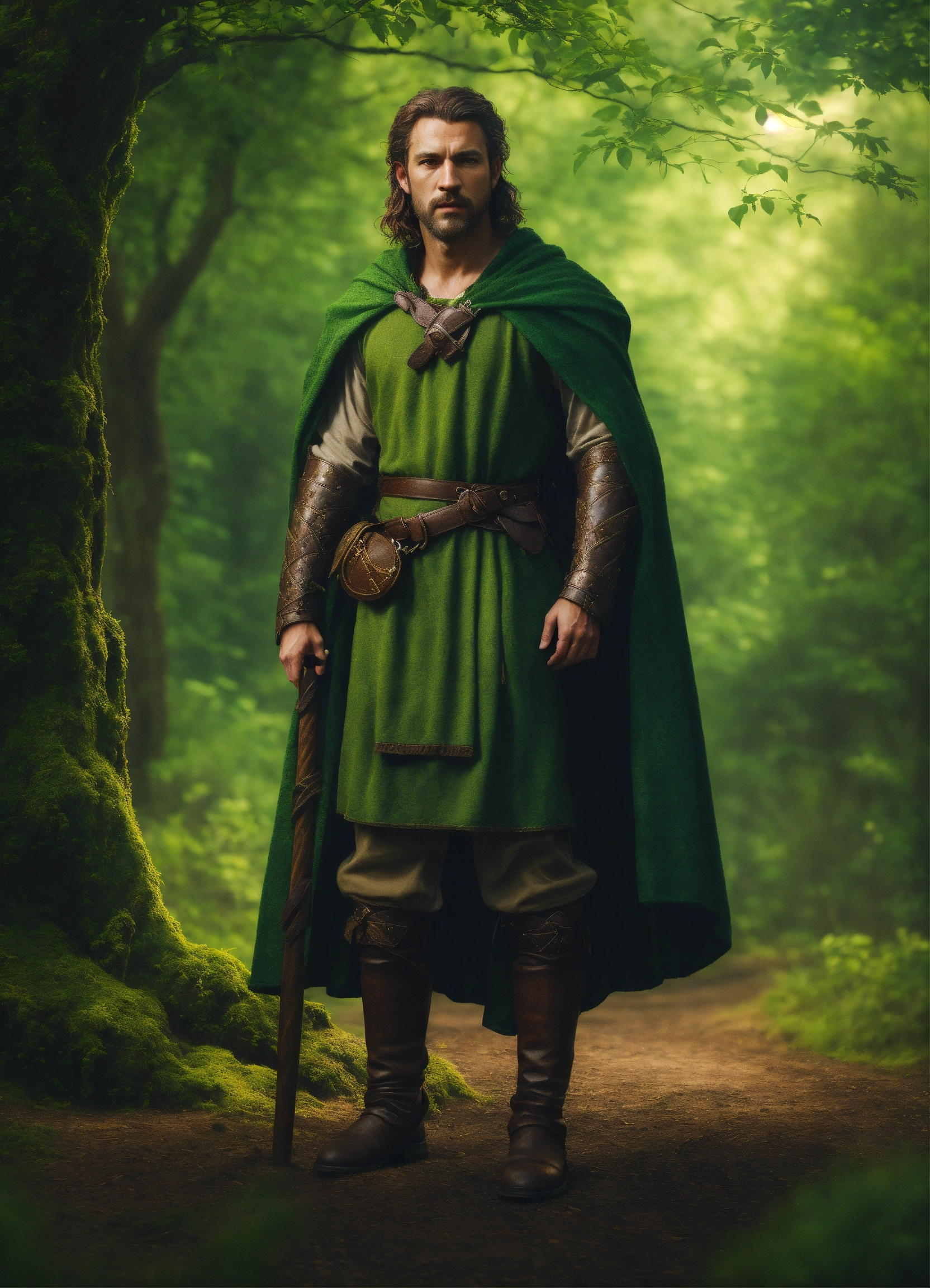 Lexica - A realistic full body portrait of a medival male druid, nature ...