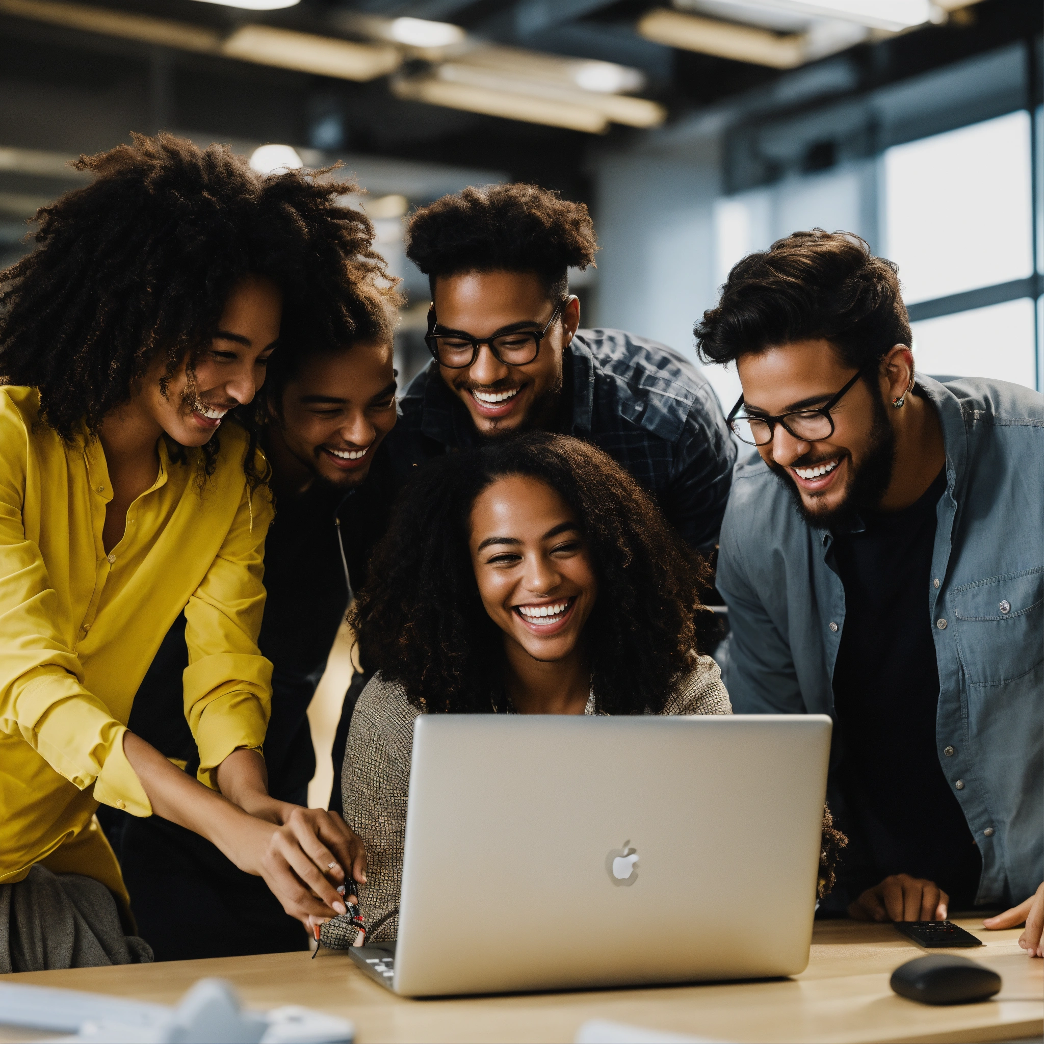 Lexica - A photo of a group of people working on a computer project ...