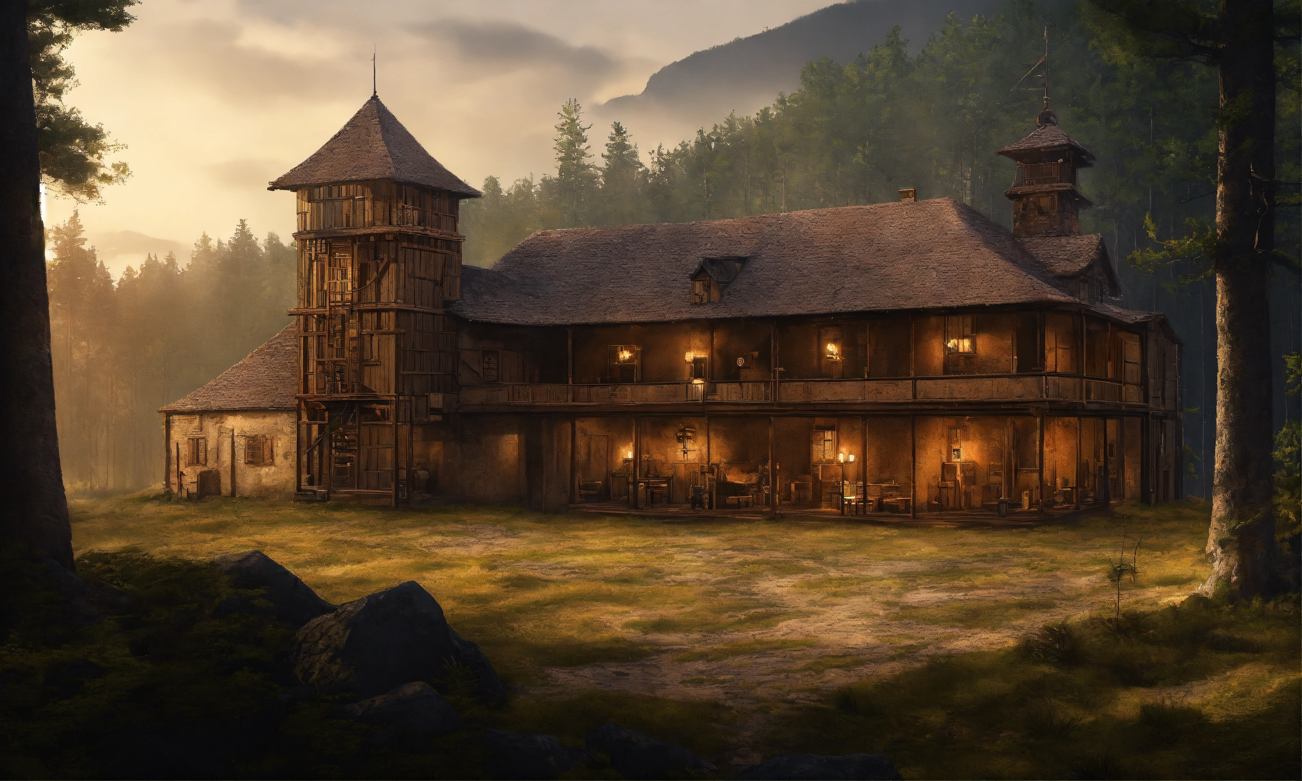 Lexica - Floorplan of Colonial frontier fort surrounded by pine forest ...