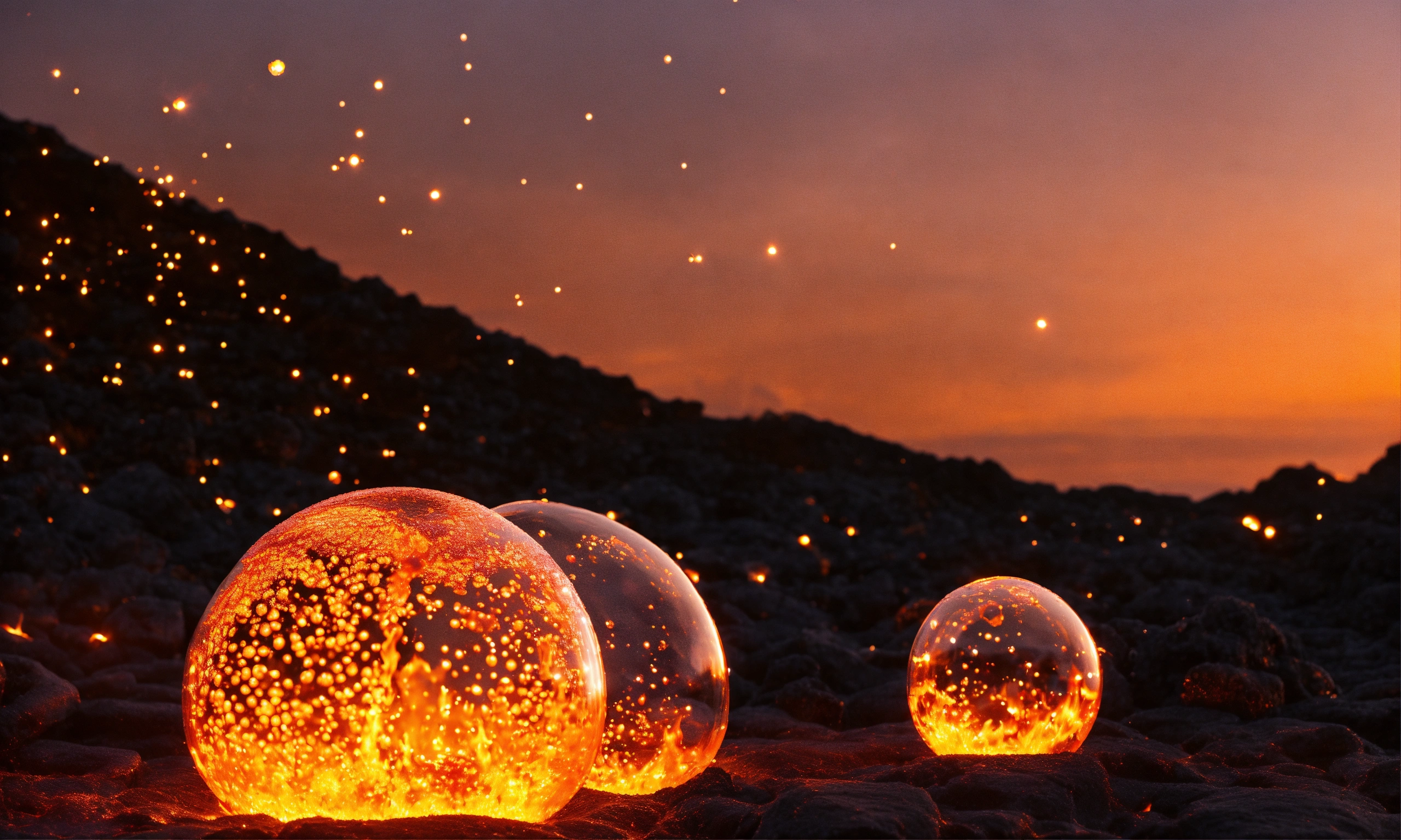 Lexica - Bubbles made from molten glass, lava bubbles, burning bubbles ...