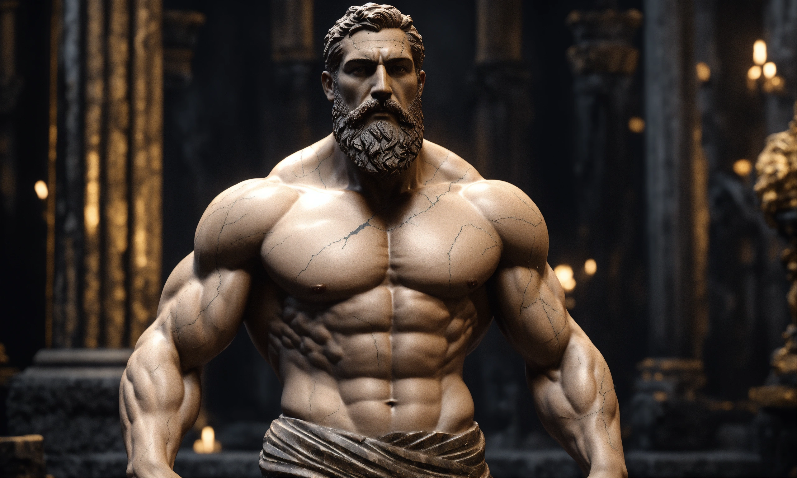 Lexica - A muscular statue of a strong Greek man with a beard and scars ...