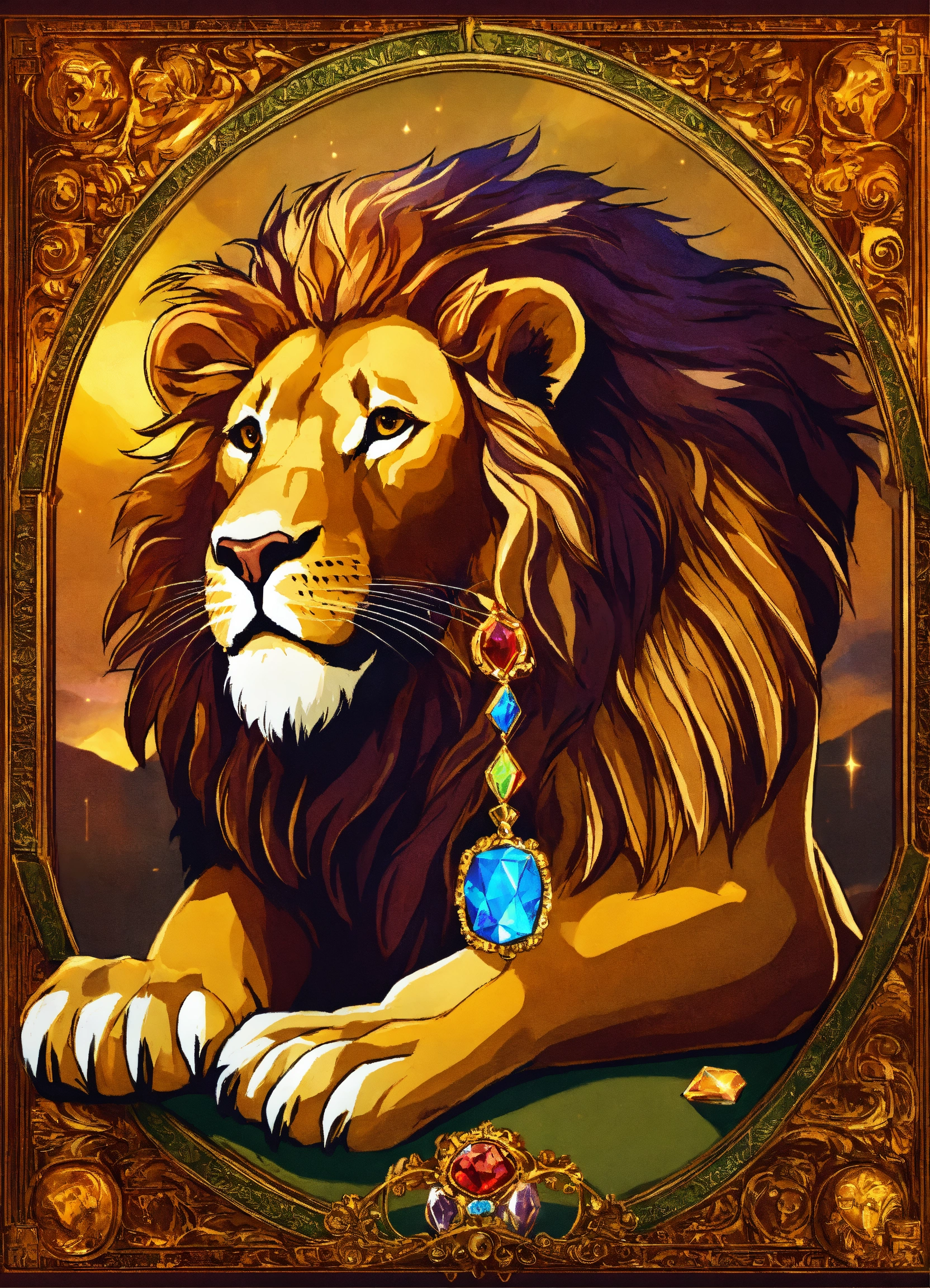 Lexica - A lion holding a gem