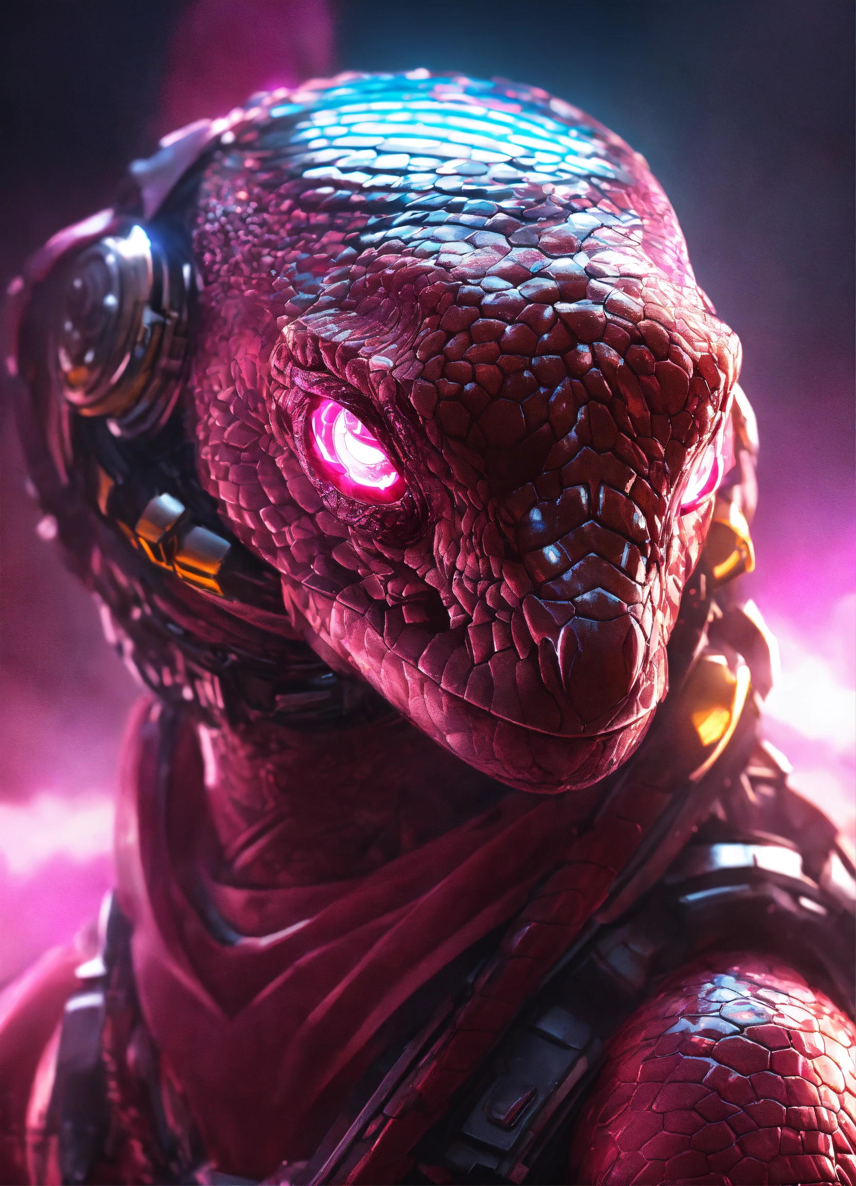 Lexica - Portrait of a cybernetic pink snake a spiritual full body ...