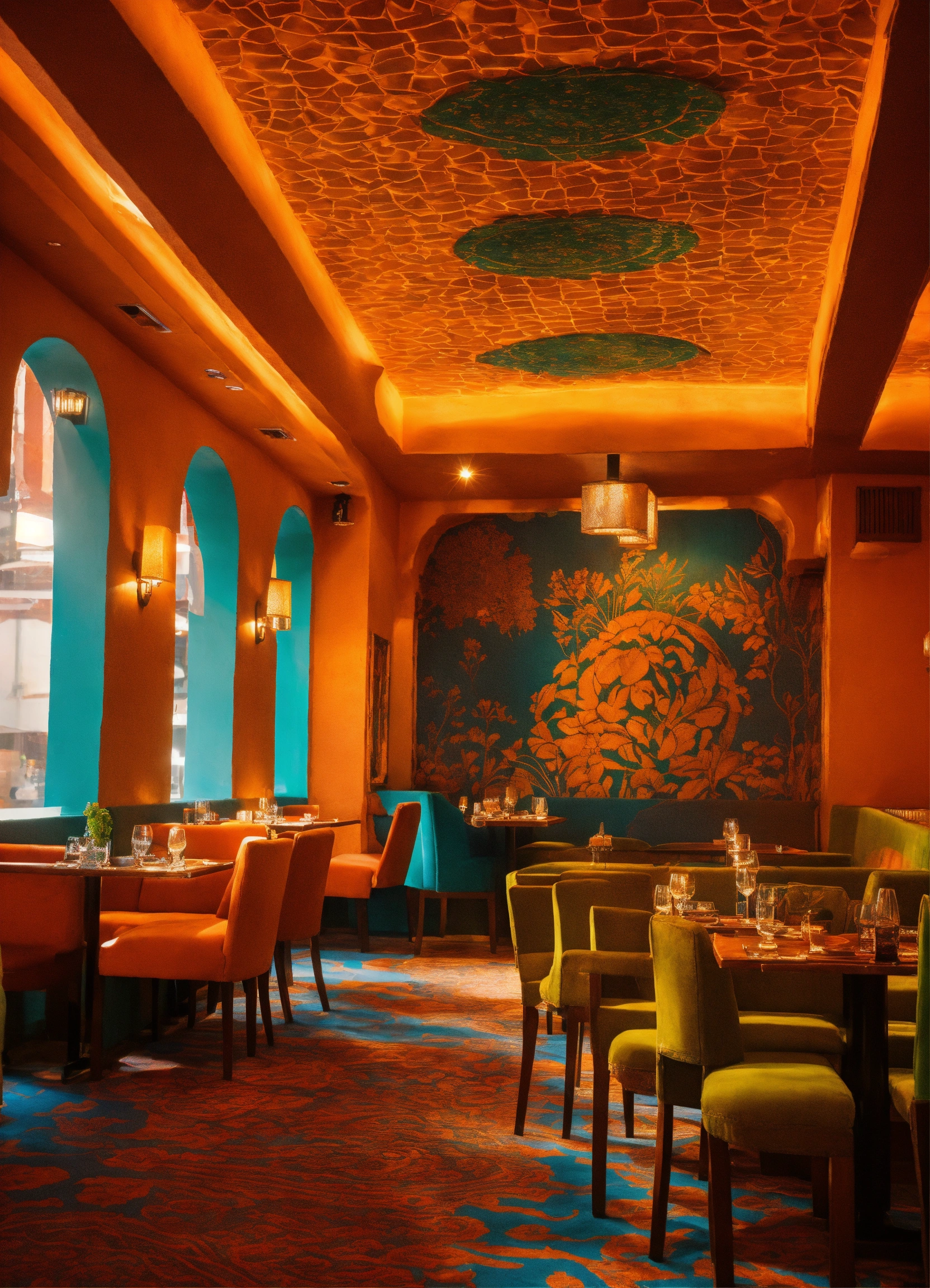 Lexica - Indian restaurant interior, Mandela shapes and backlight ...