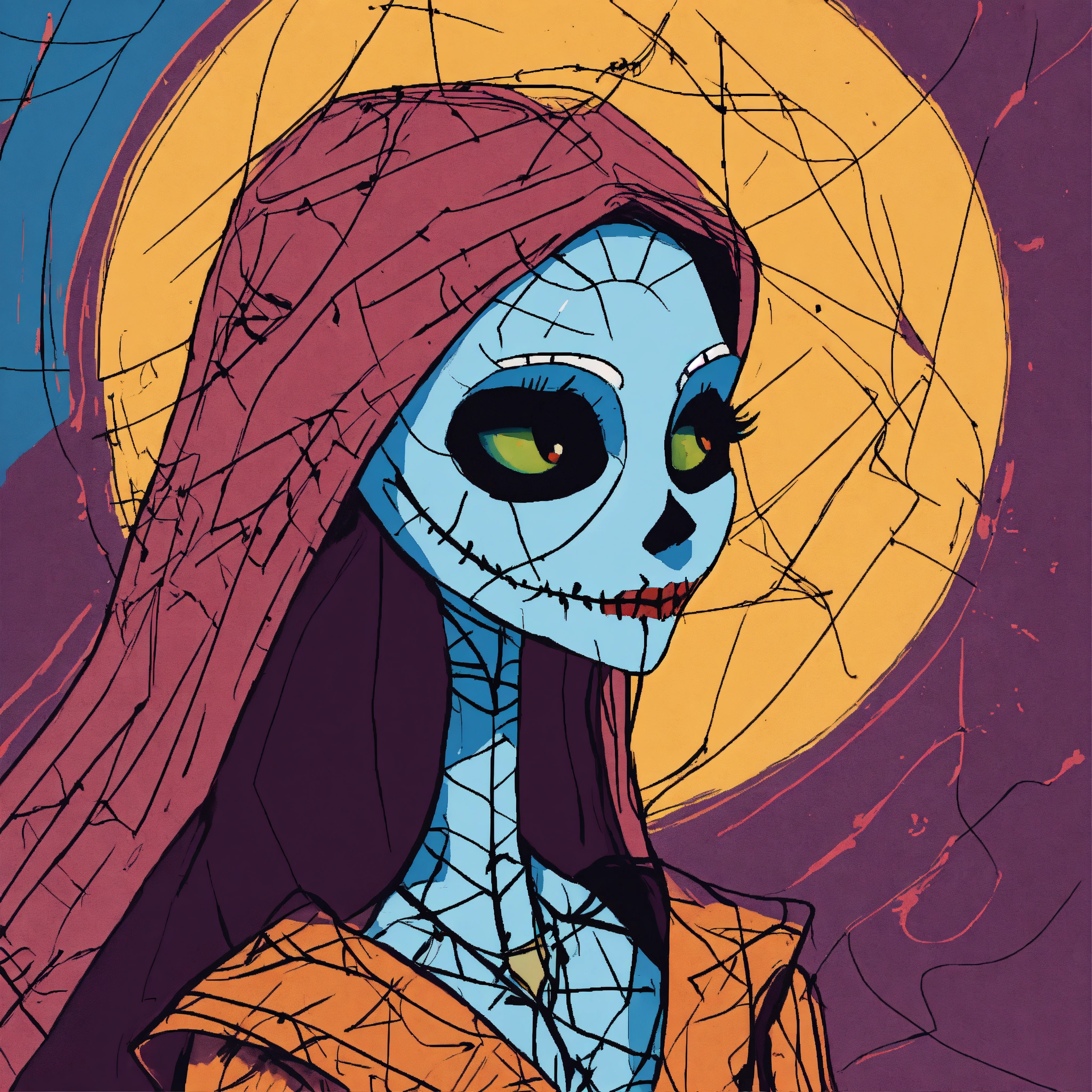 Lexica - Minimalistic painting of sally from nightmare before christmas ...