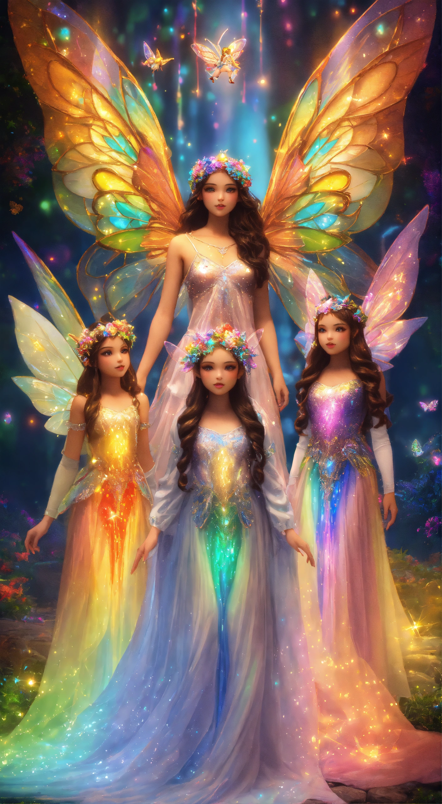 Lexica - 7 hyper-detailed holographic fairies together with detailed ...