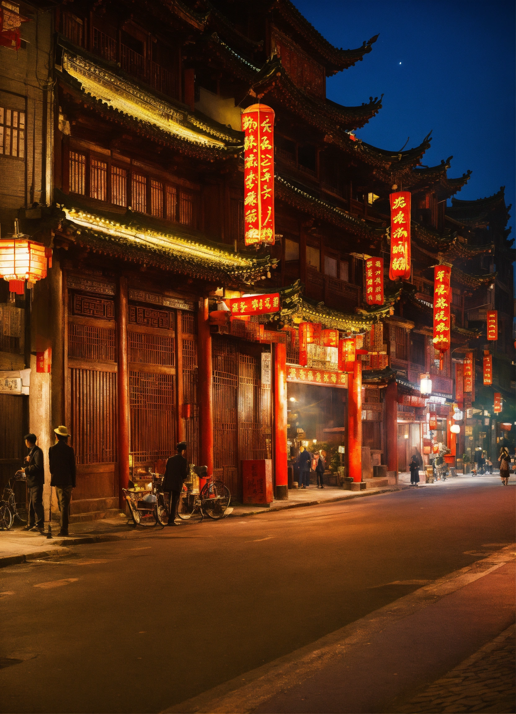 Lexica - Images of ancient Chinatown at night