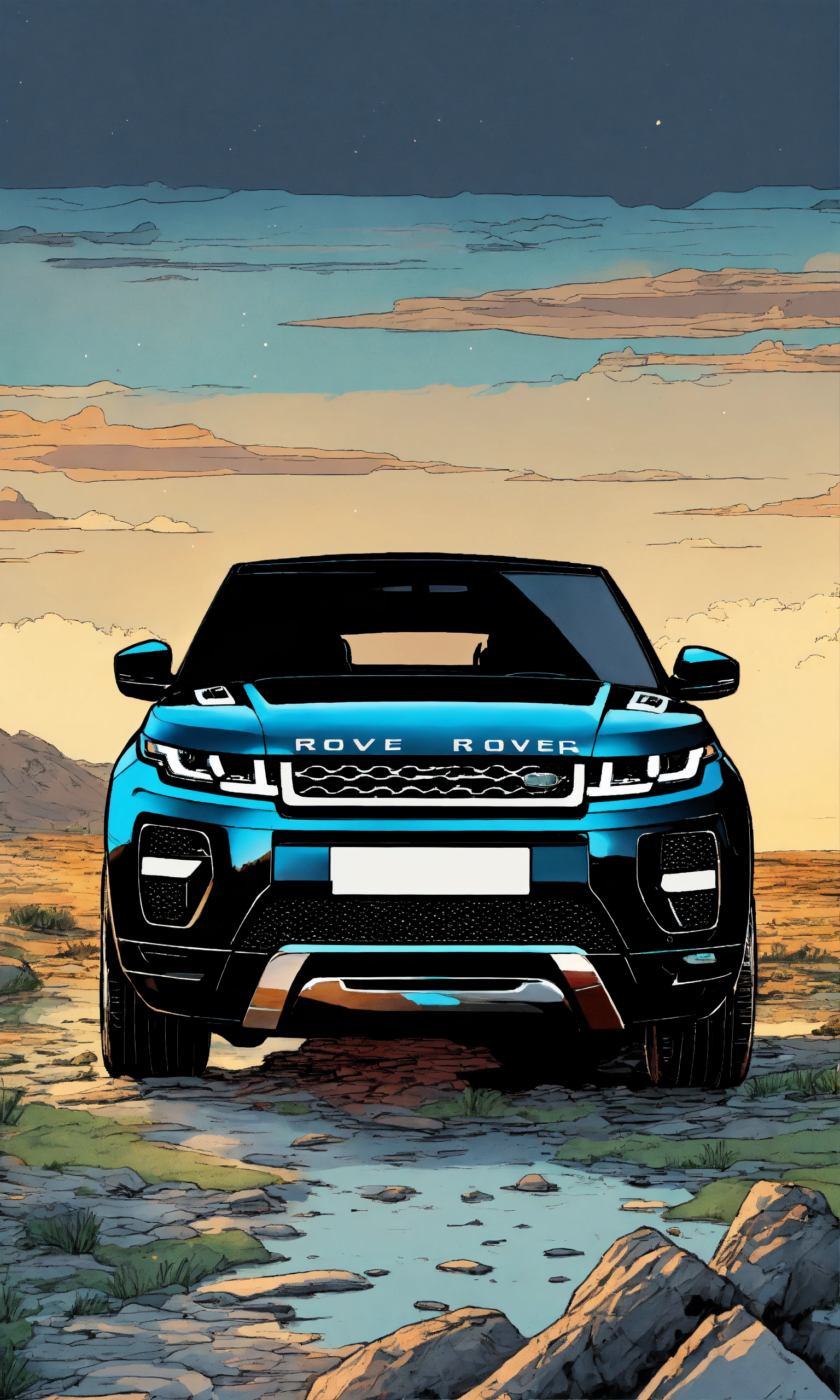 Lexica - Detailed pen and ink illustration of Range Rover Evoque 2022 ...