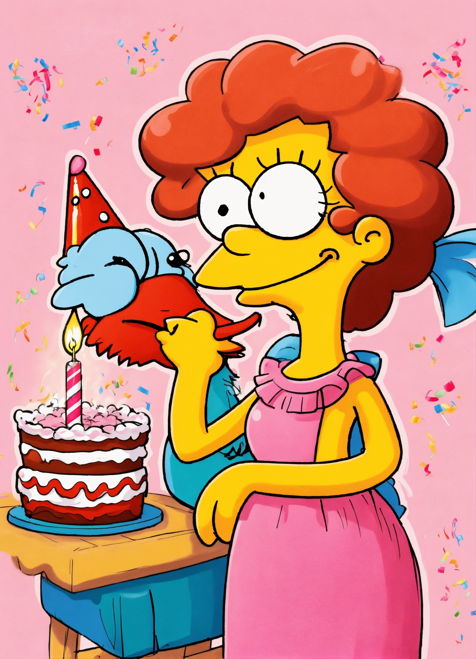Lexica - 2d drawing, Simpsons character, 5 years old red head girl ...