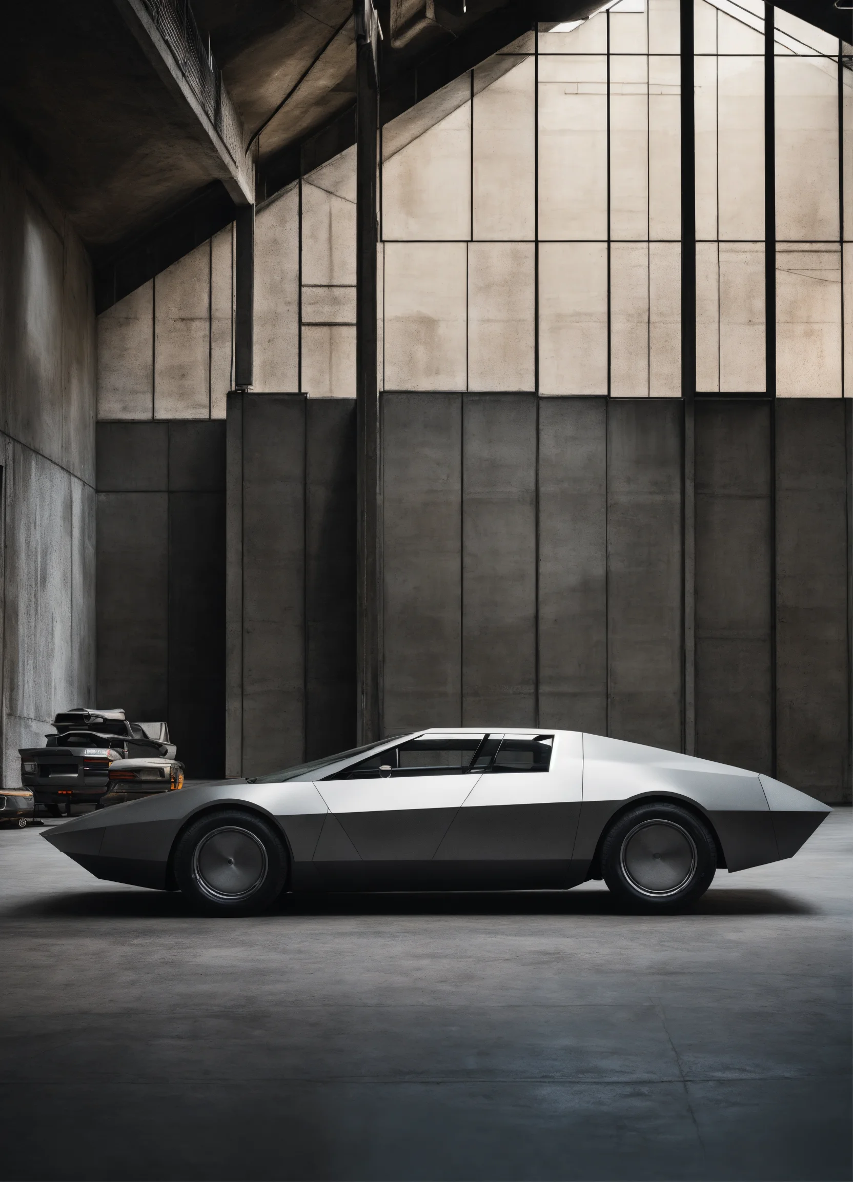 Lexica - Minimalistic plolygon geometric car Rick Owens in brutalism ...