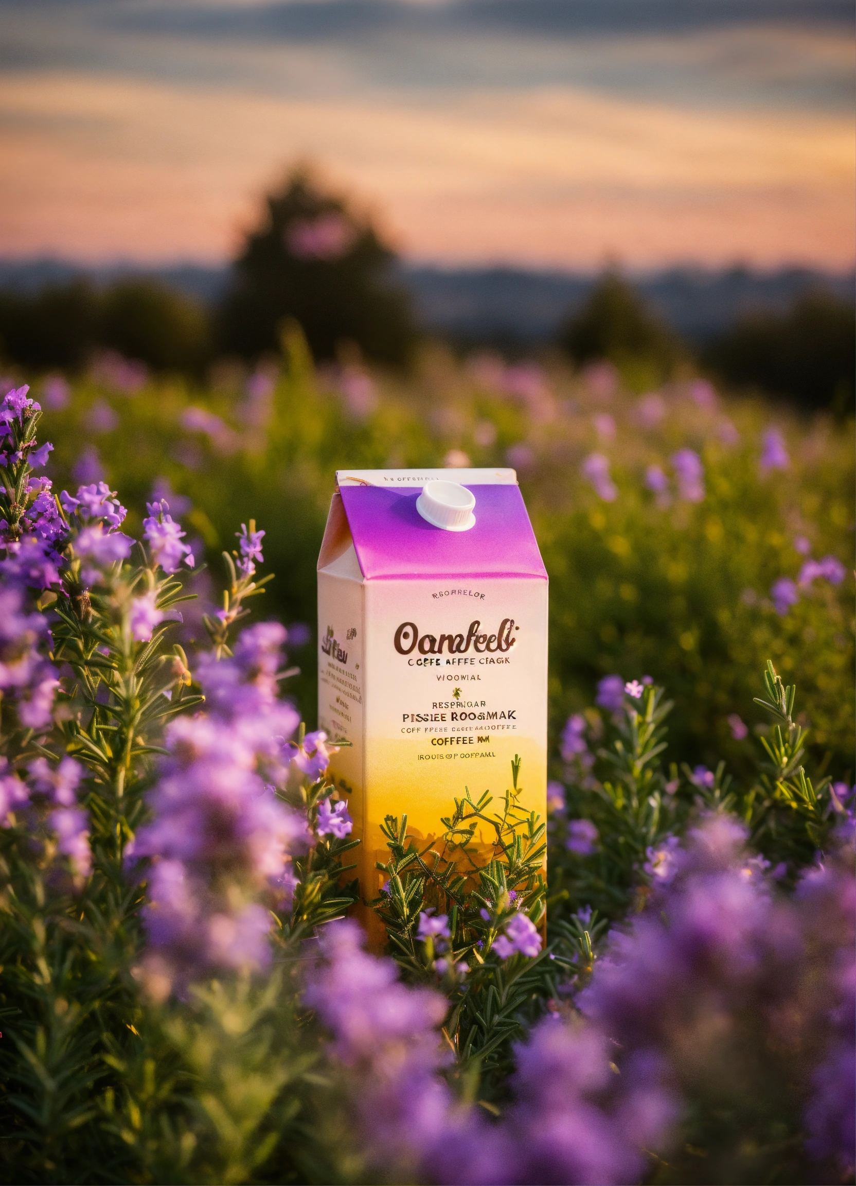 Lexica - A photo of a gradient coffee milk carton with rosemary sprigs ...
