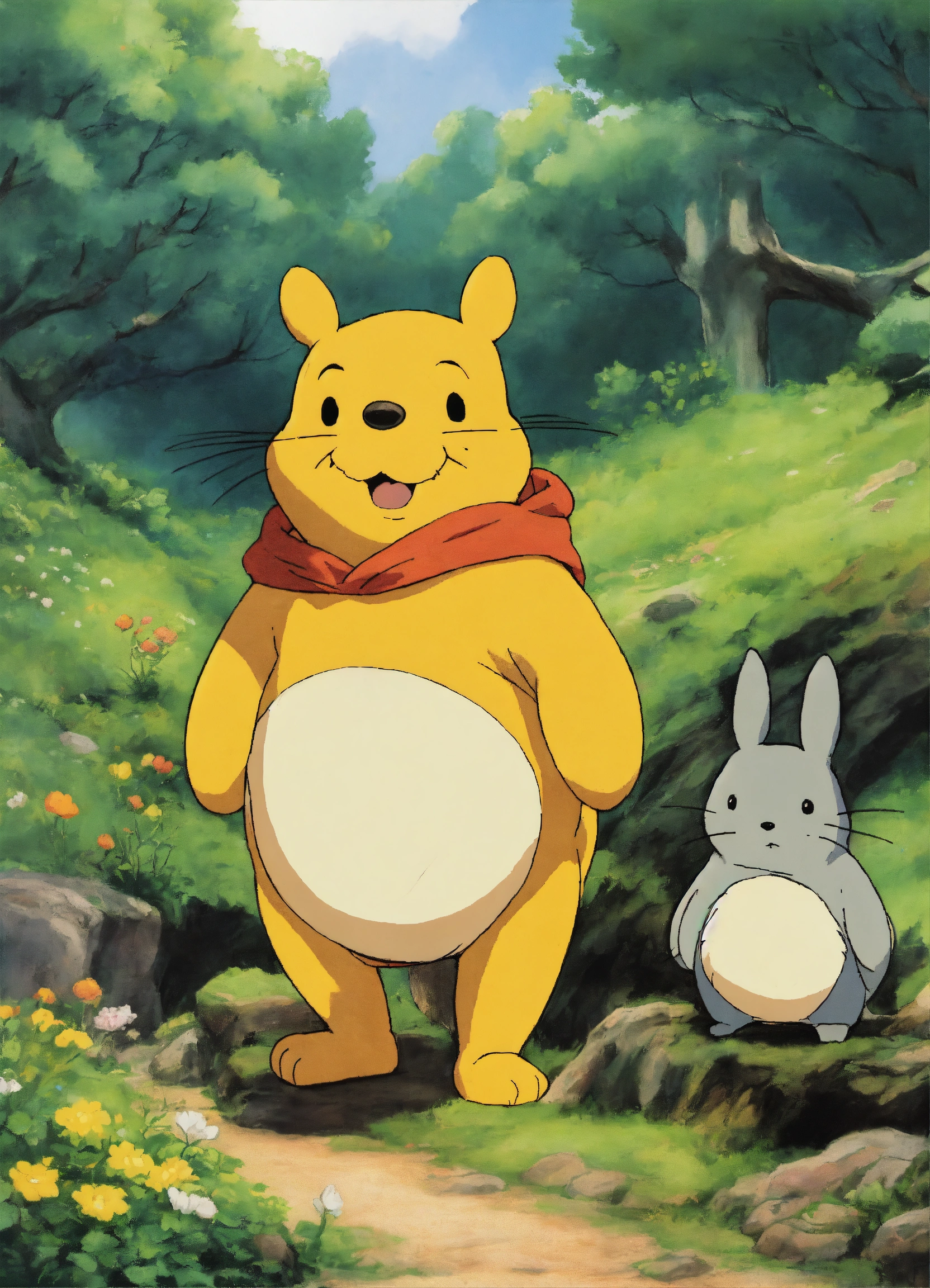 Lexica - 1990s anime Winnie the Pooh as Totoro, full detailed eyes ...