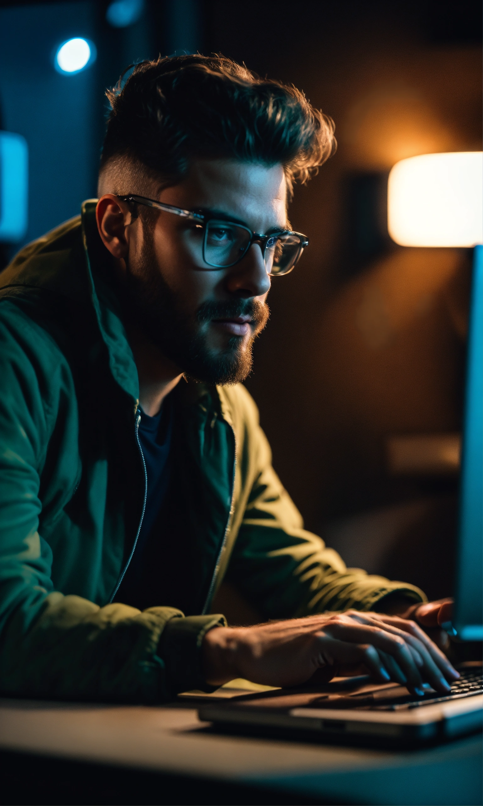 Lexica - Cinematic photo obsessive man on the computer stalking social ...