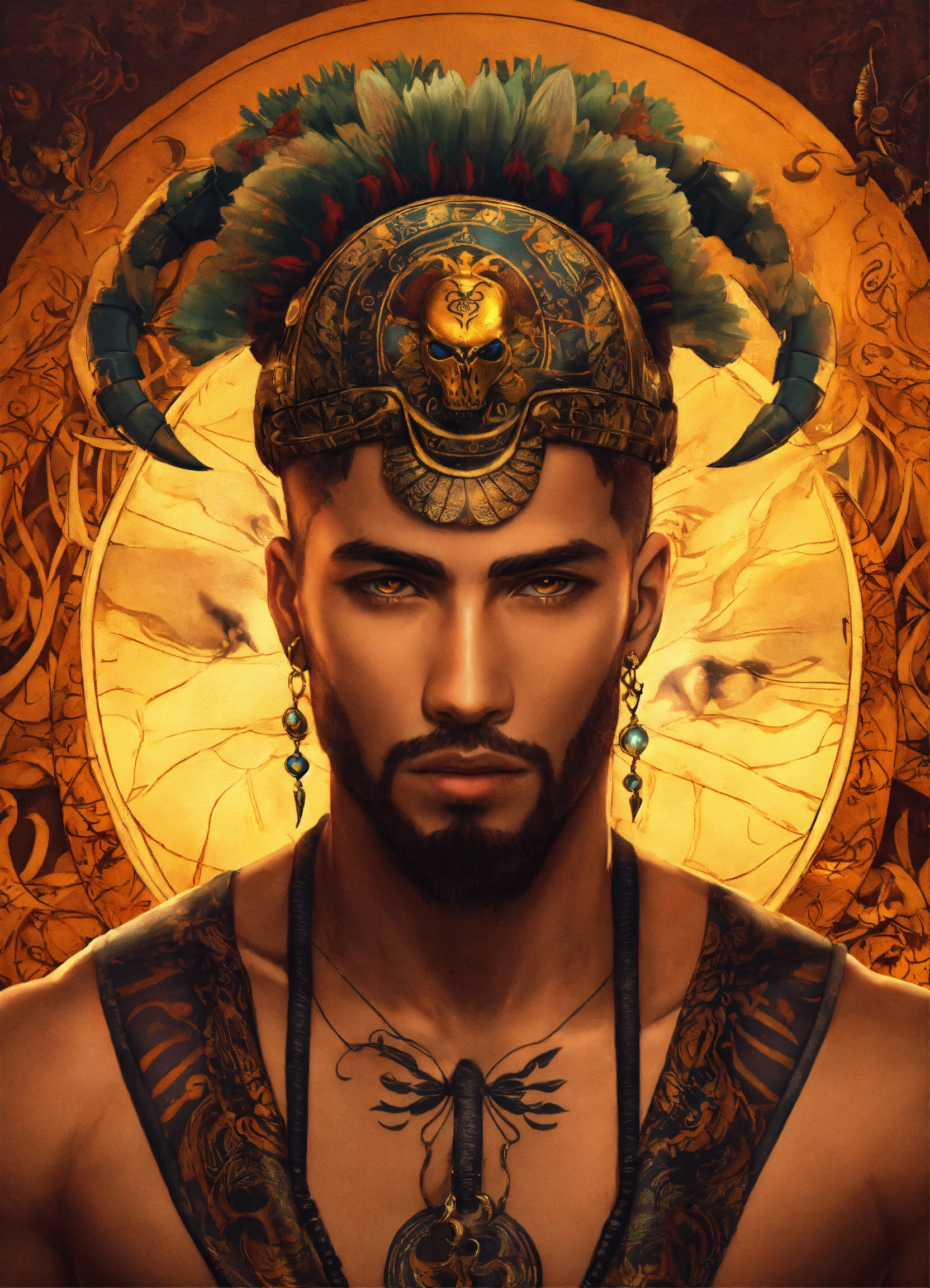 Lexica - Scorpio Pluto zodiac theme oasis background Hispanic man with ...