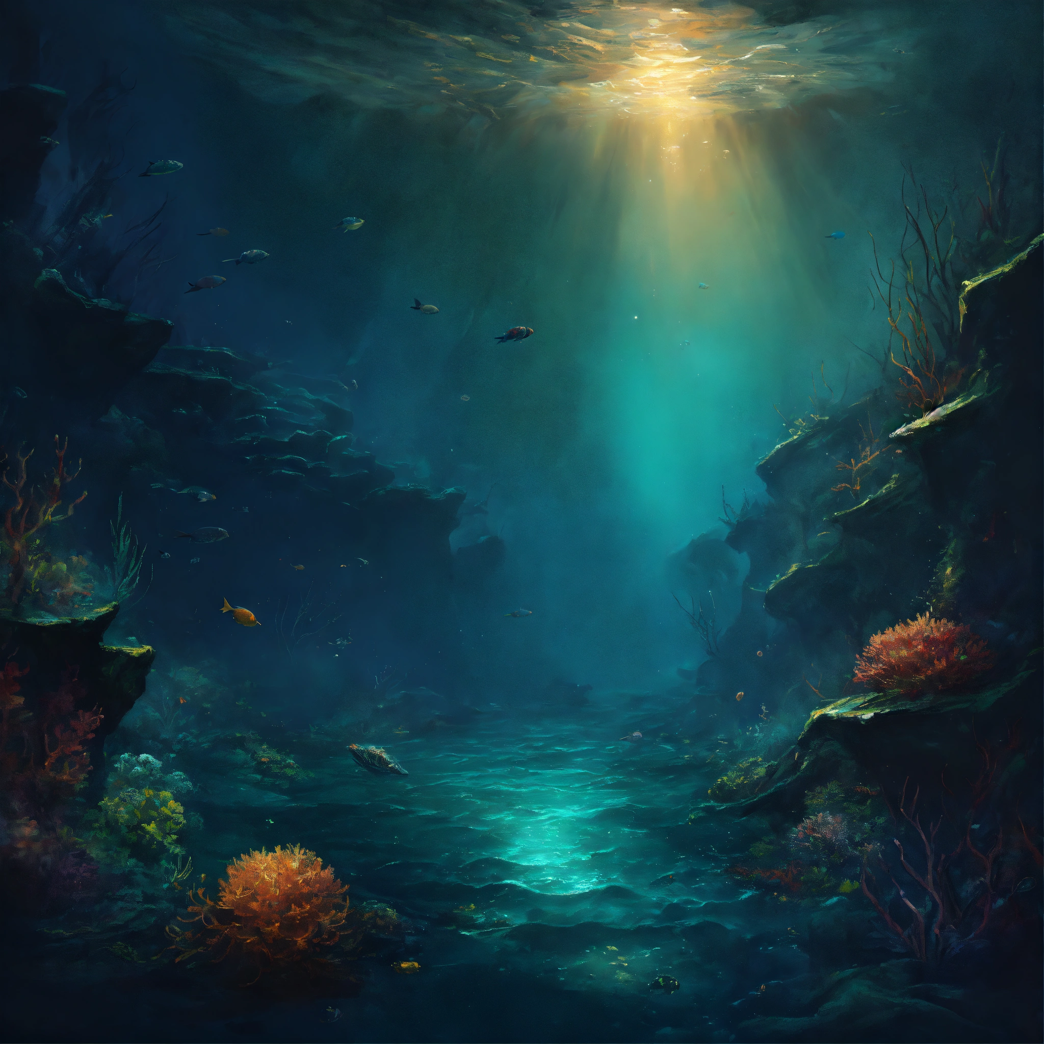 Lexica - Concept art the dark deep sea abyssal ocean floor, dark ...