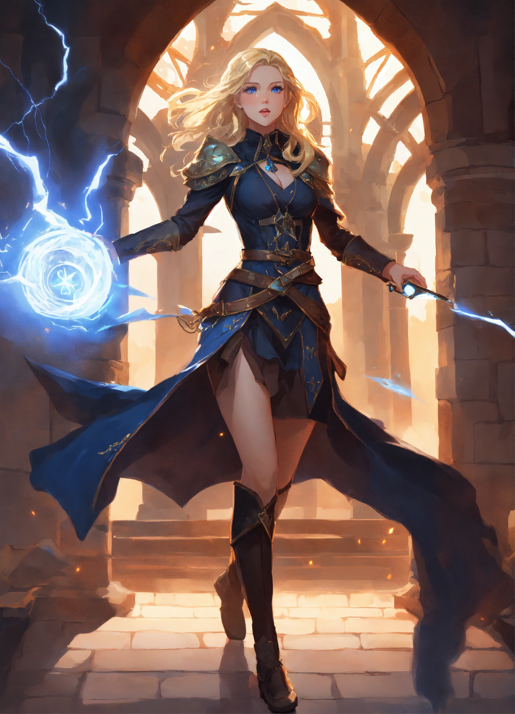 Lexica - A beautiful blonde mage girl with shoulder length hair and ...