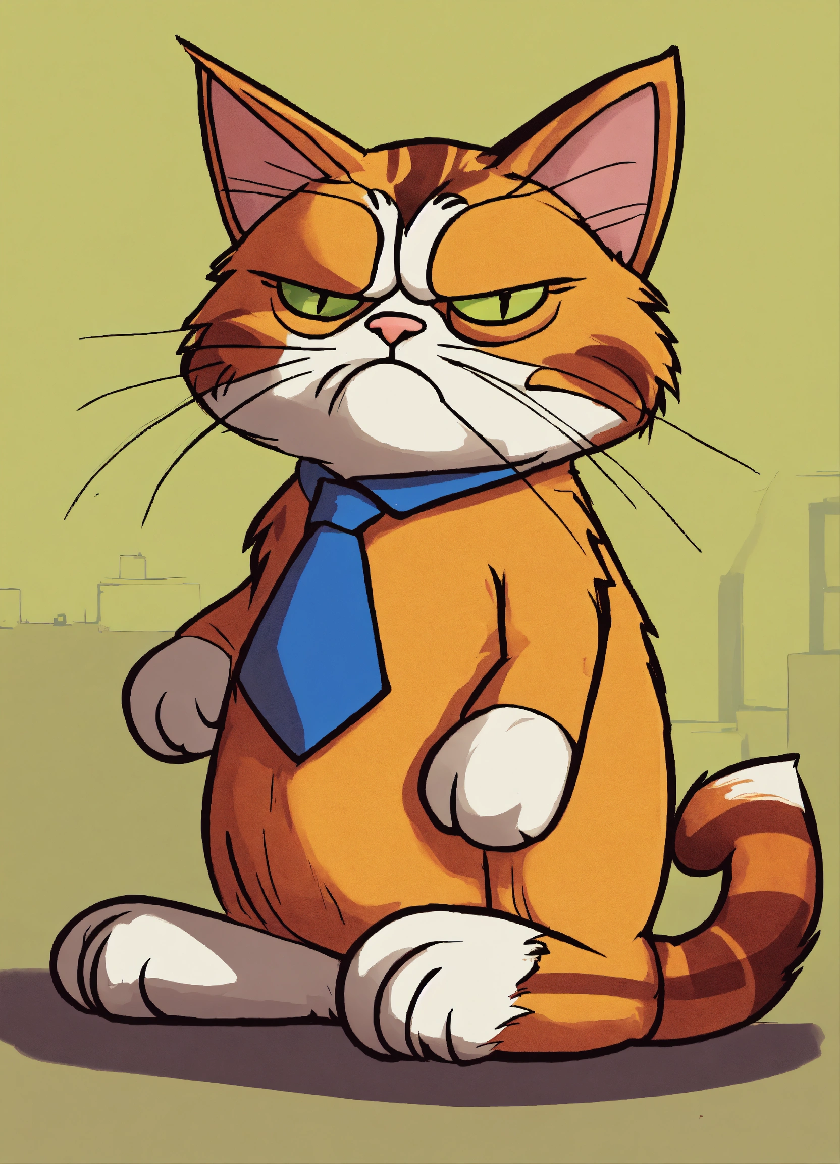 Lexica - Grumpy looking cat in garfield style