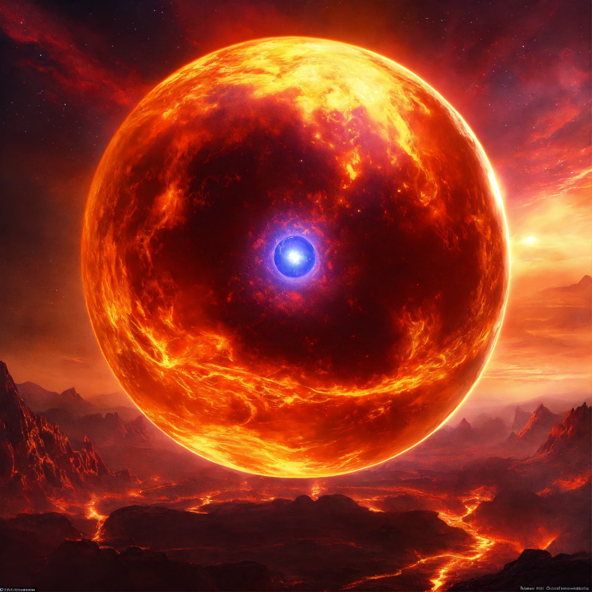 Lexica - A planet on fire swirling within its depths. The orb radiates ...