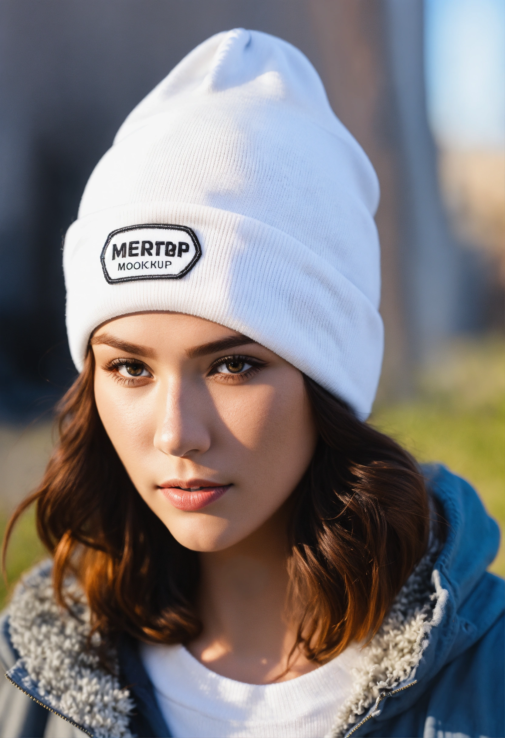 Lexica - White beanie mockup