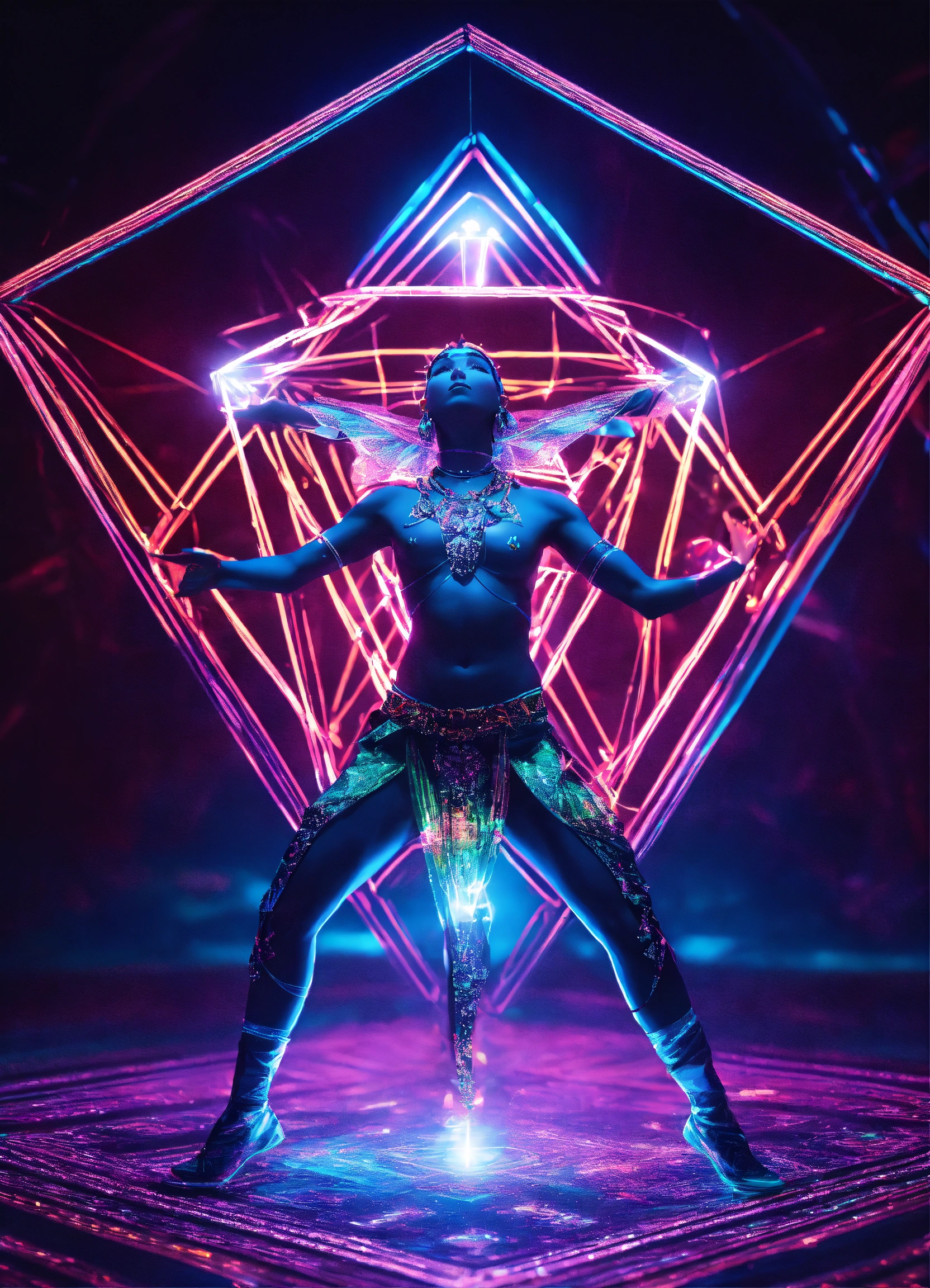 Lexica - Digital Shaman Dancer dancing in diamond and shimmer black ...