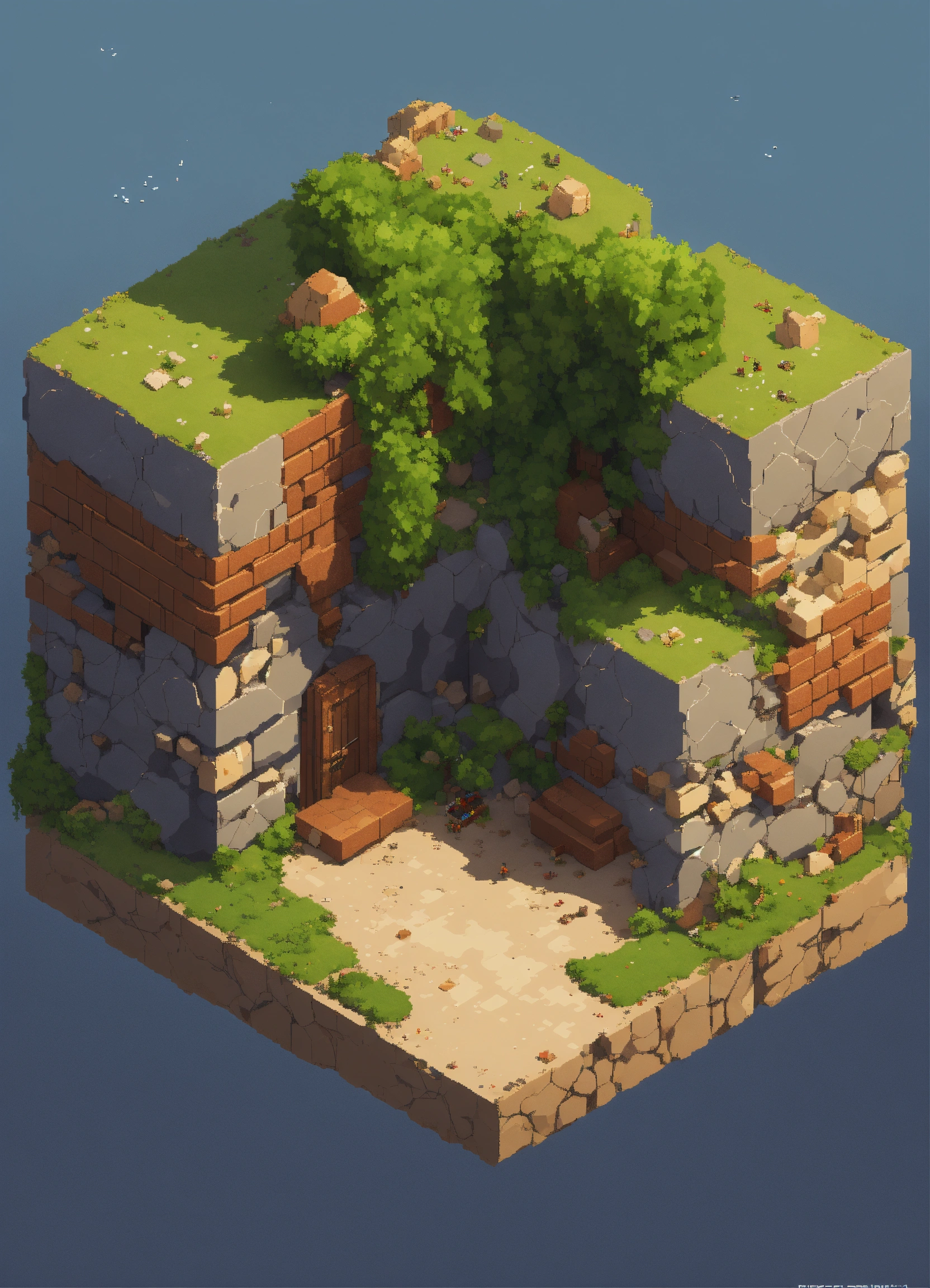 Lexica - Simple pixel concept art rocks and rubble from overhead